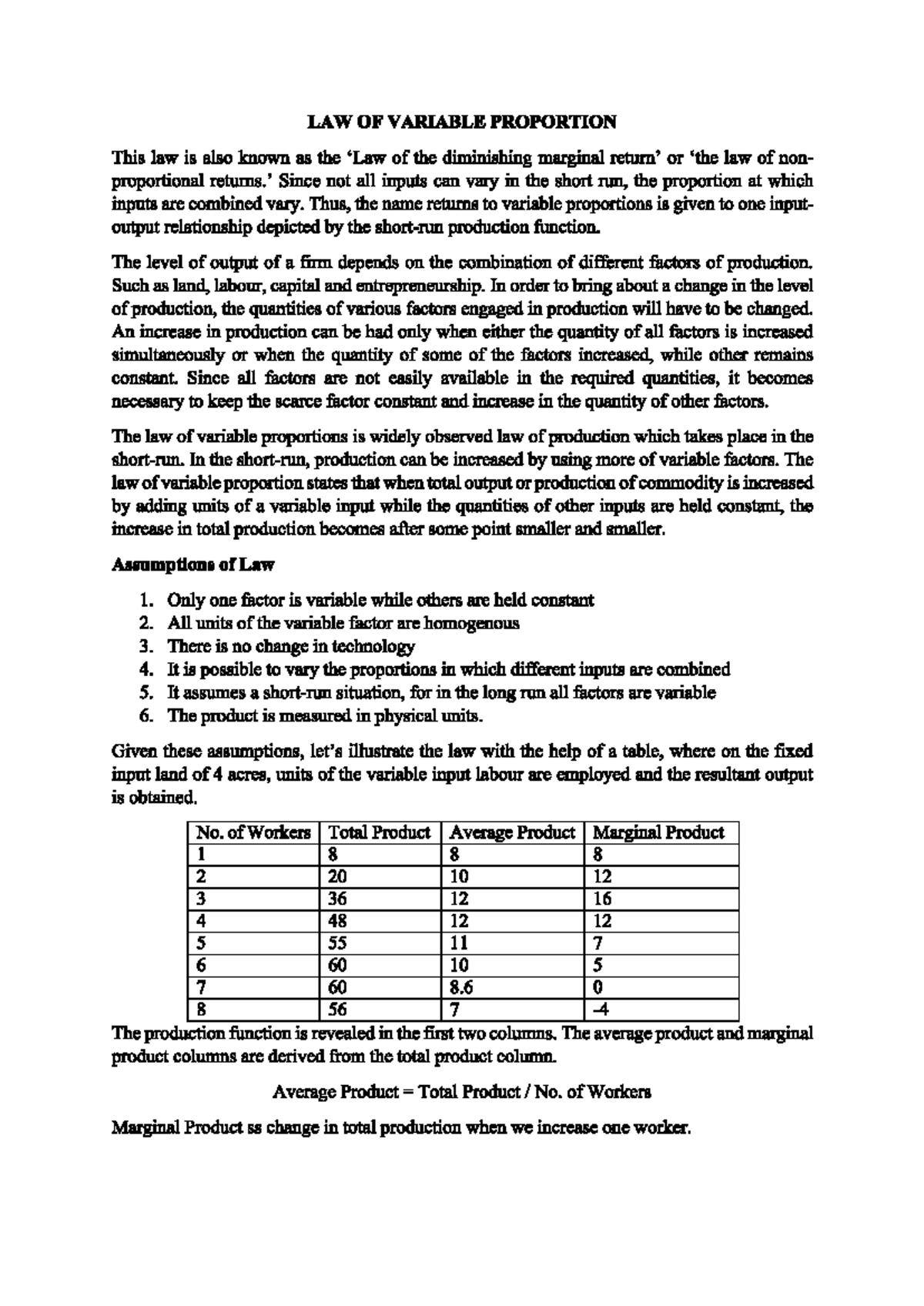Law of Variable Proportion Stage of Actual Operation - Micro Economics ...