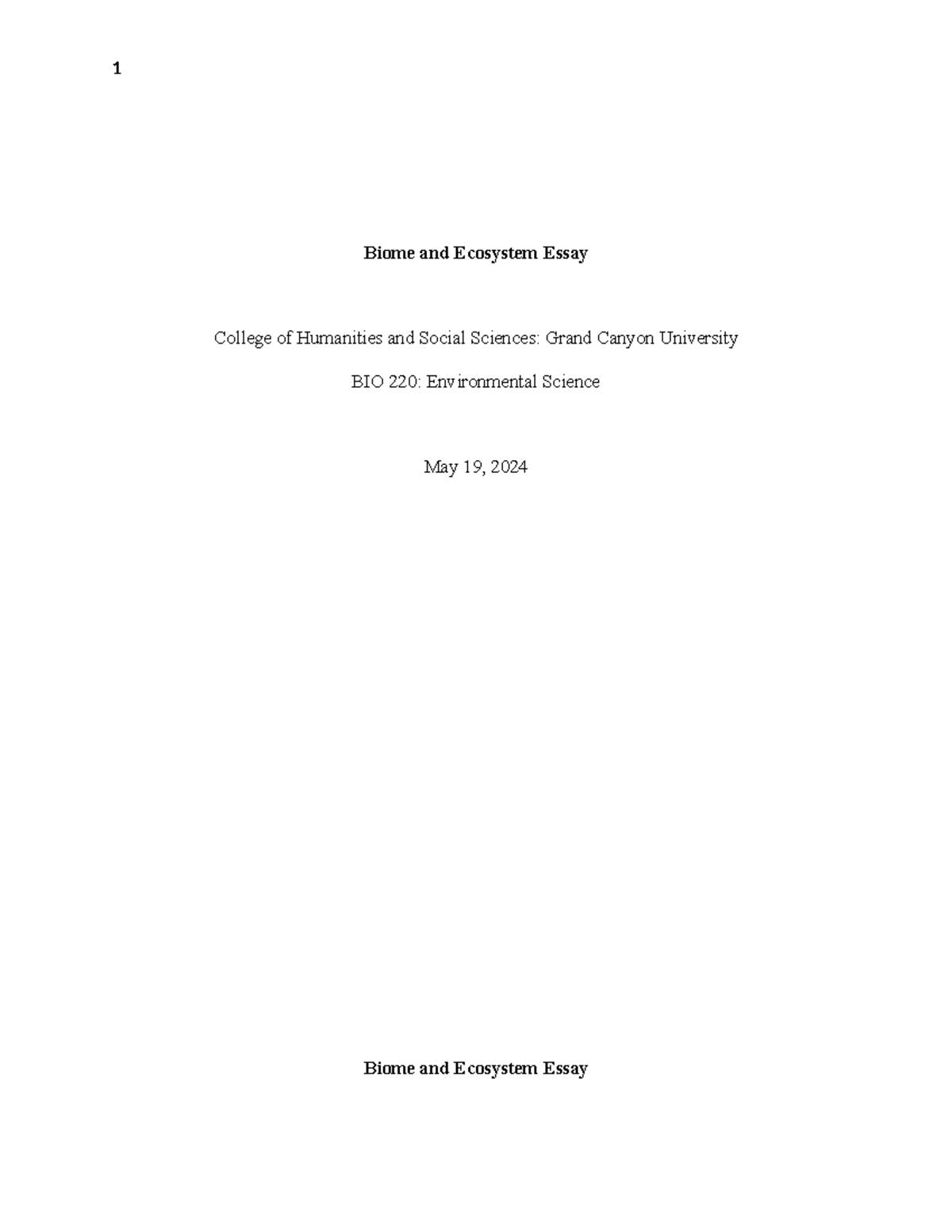 BIO 220: Biome and Ecosystem Essay on Tropical Rainforests - Studocu