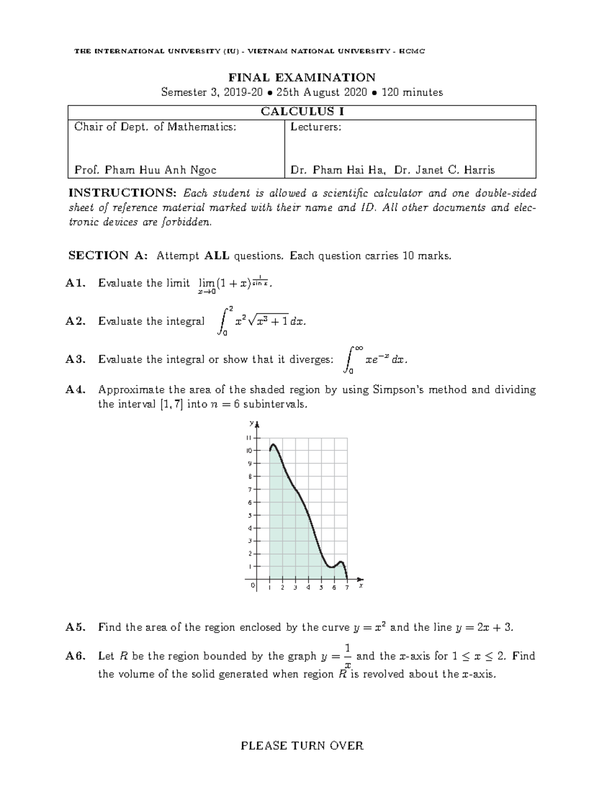 Calculus I Final Exam - Semester 3, 2019-20 (Cal1) - Studocu