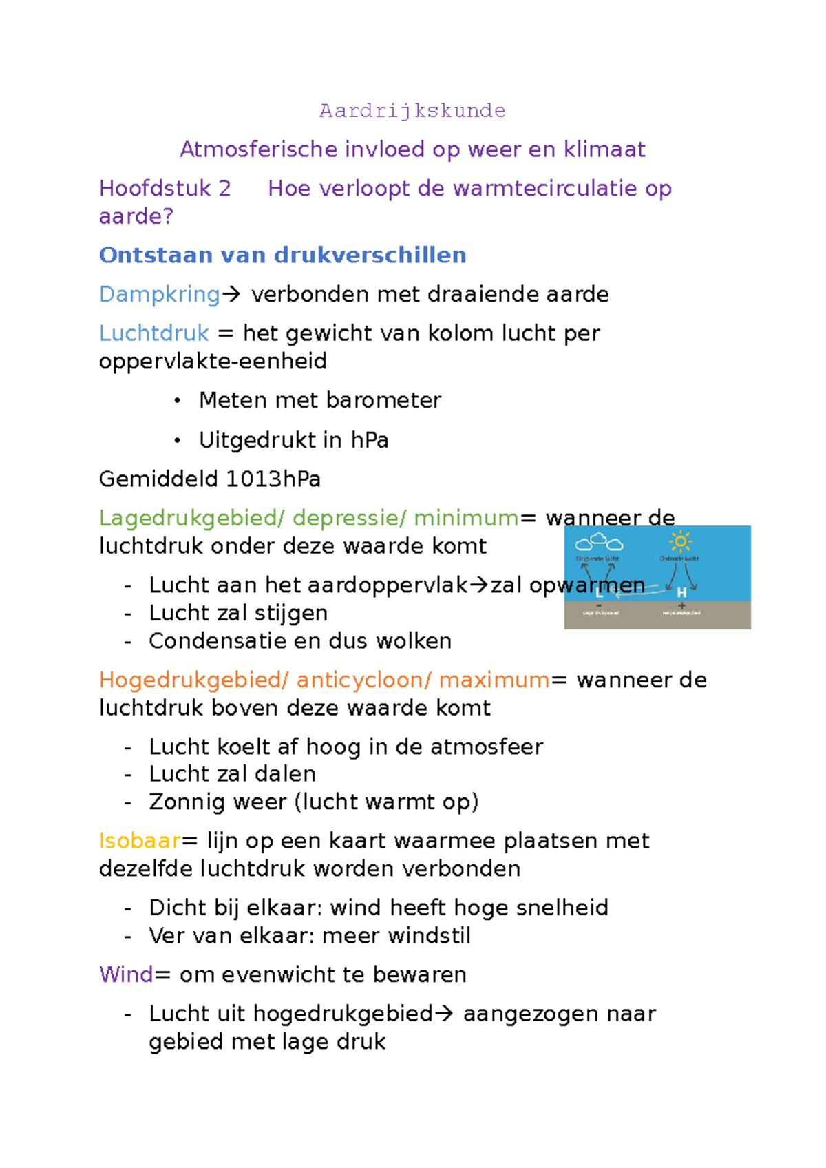 Aardrijkskunde Hoofdstuk 2: Atmosferische Invloeden op Weer en Klimaat ...