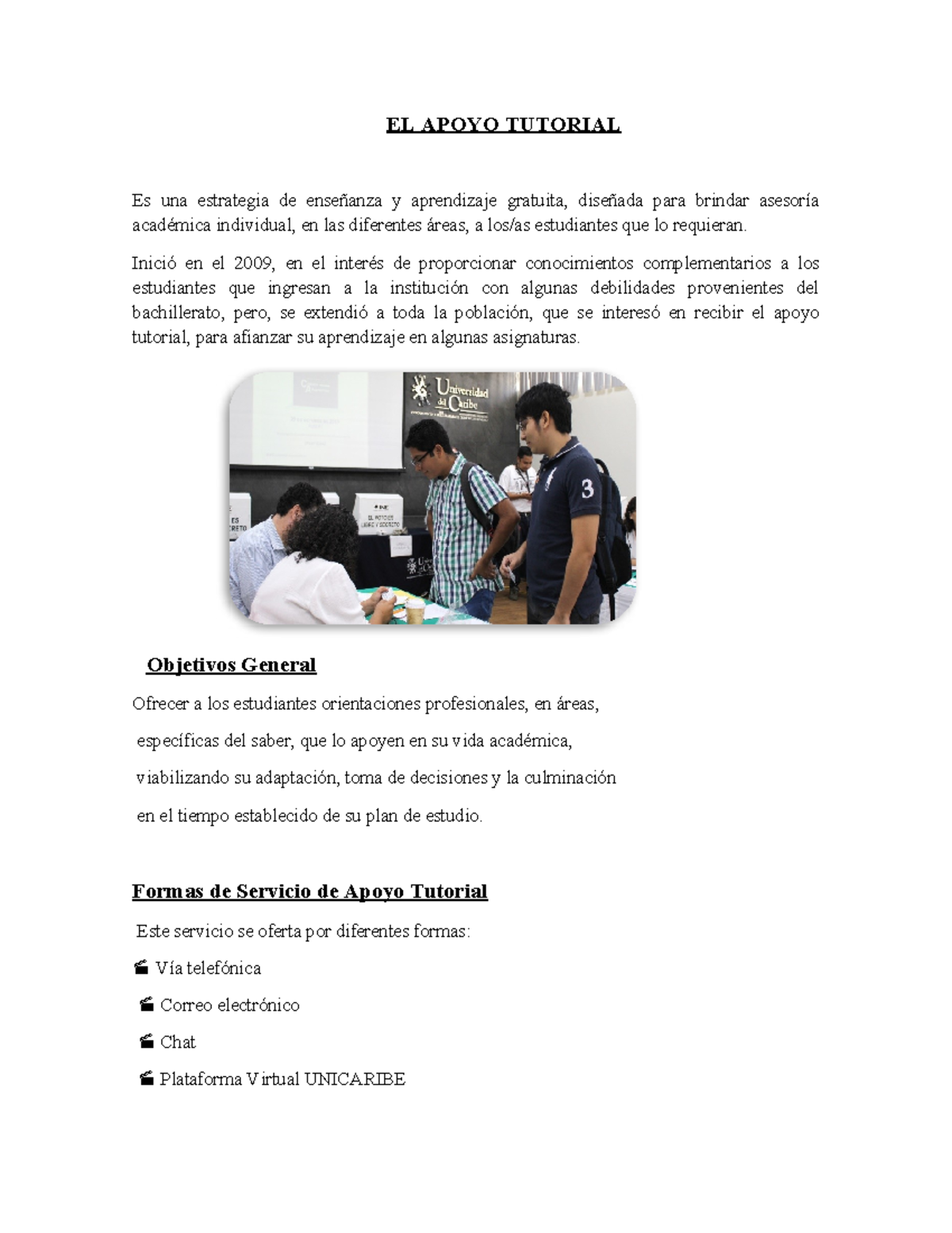EL APOYO TUTORIAL: Estrategia de Enseñanza en UNICARIBE - Studocu
