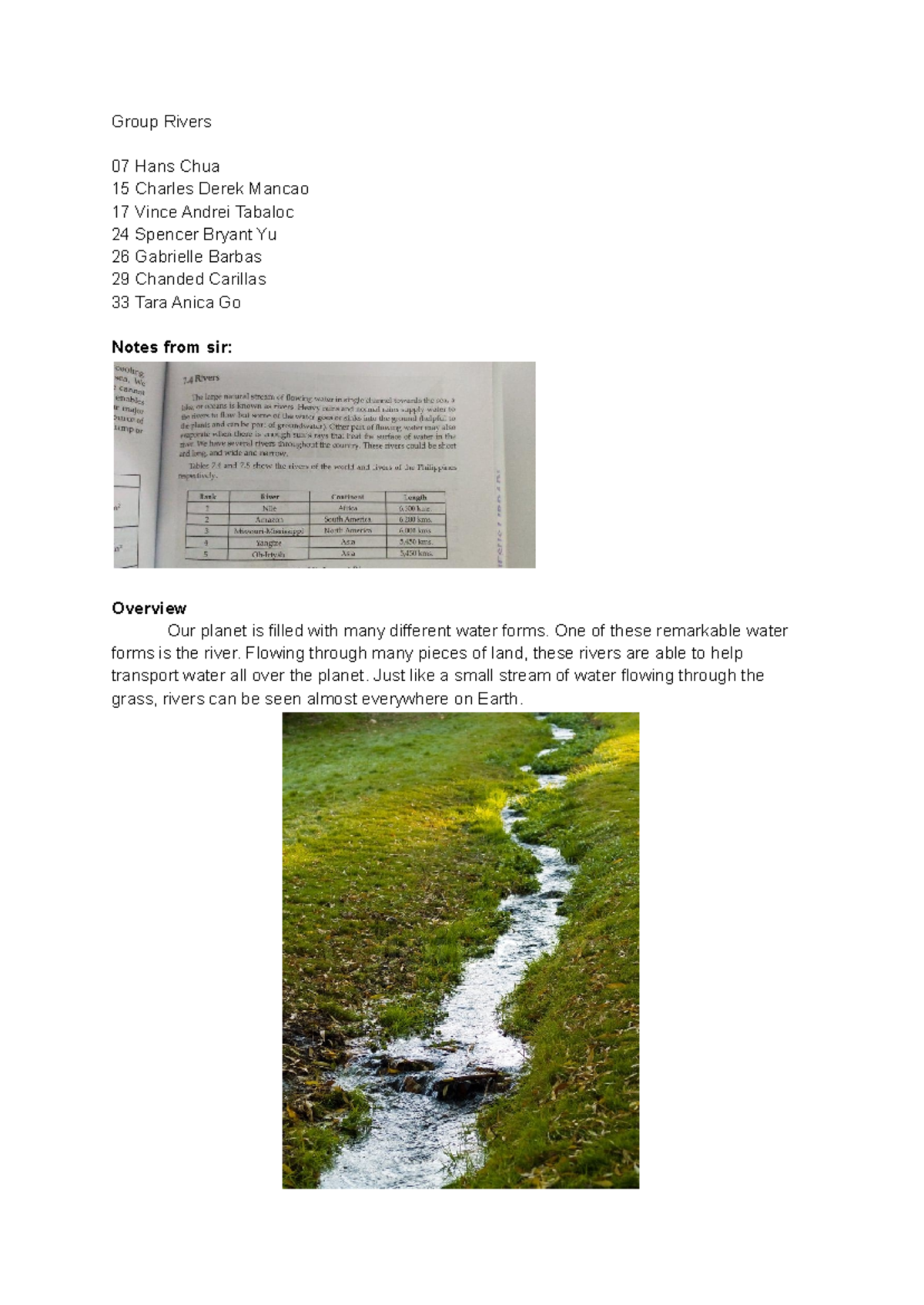 Rivers - earth science lesson - Group Rivers 07 Hans Chua 15 Charles ...