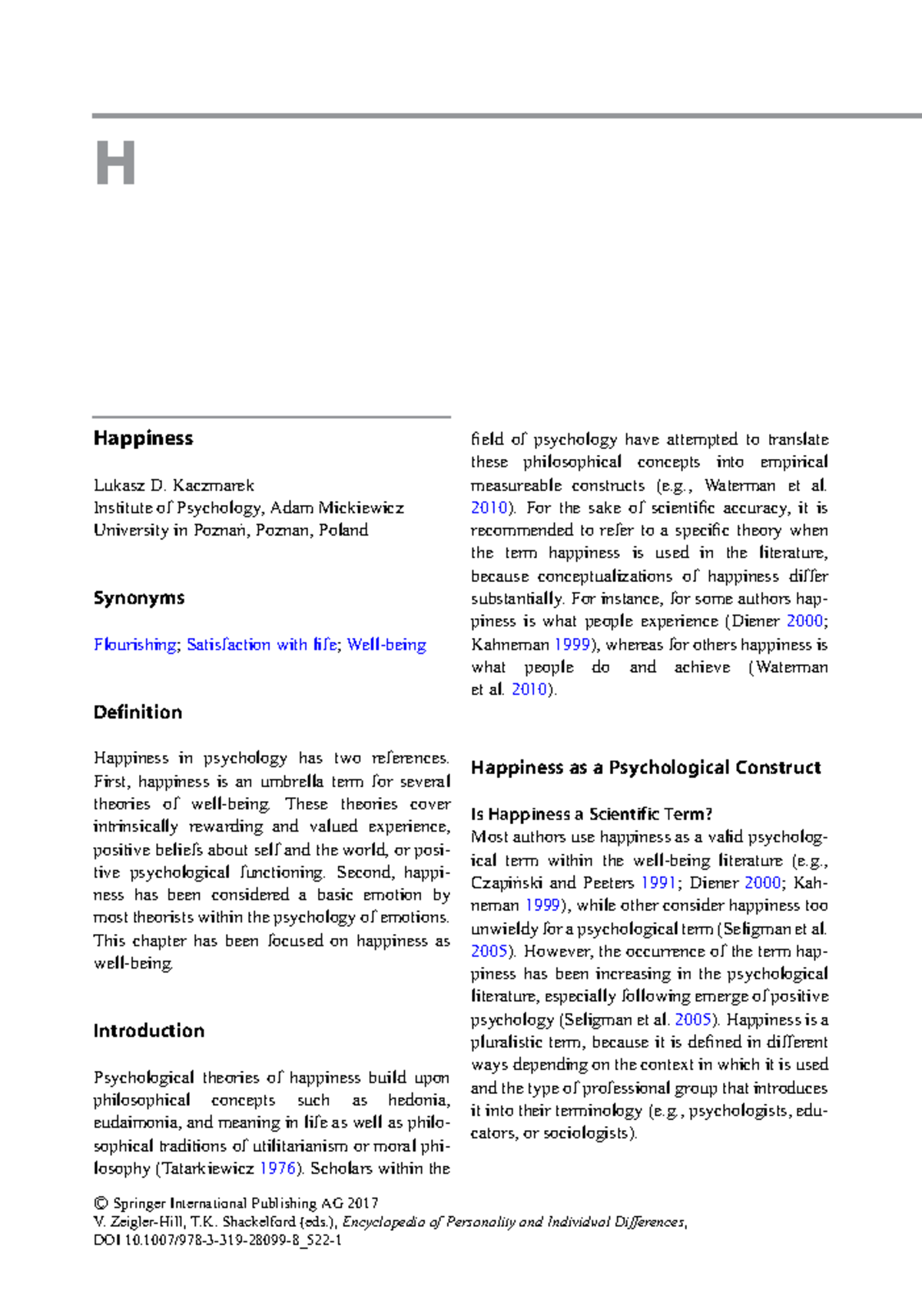 Happiness Theories in Psychology: Insights and Individual Differences ...