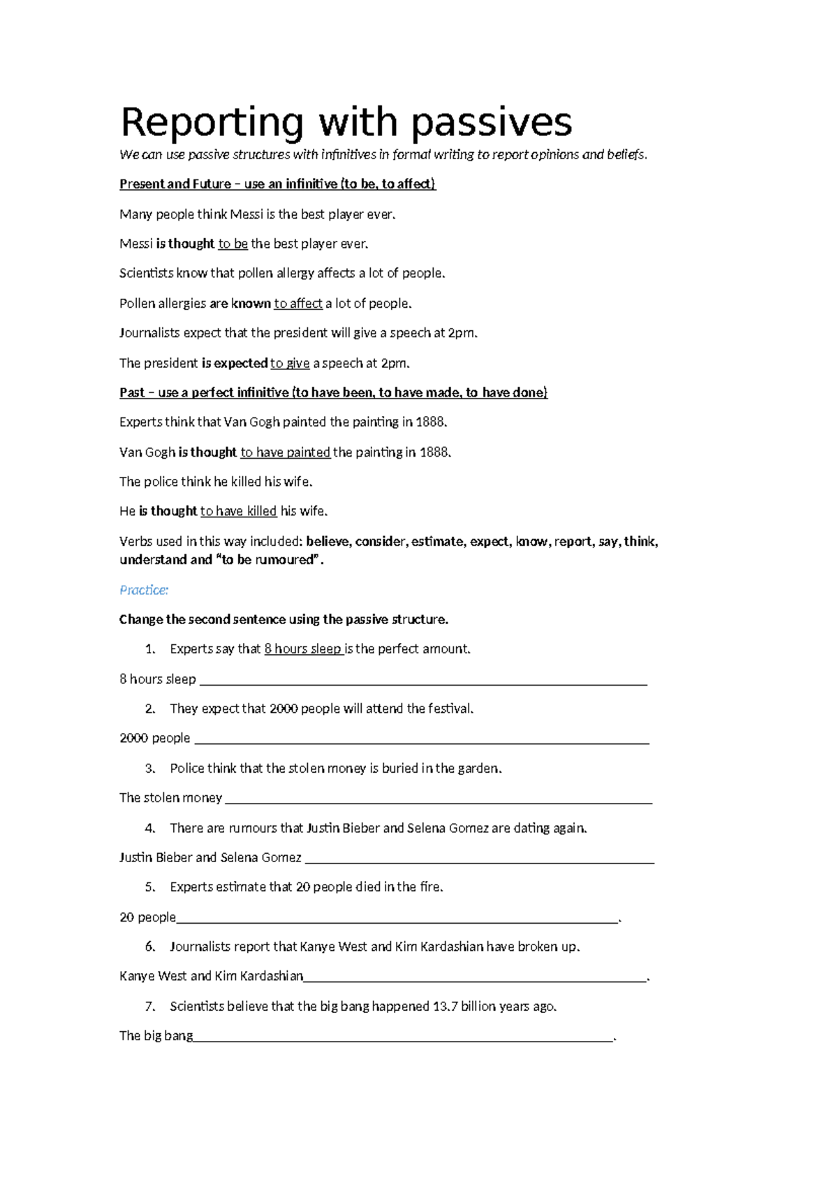 Reporting with Passives: Formal Structures in Writing 1 - Studocu