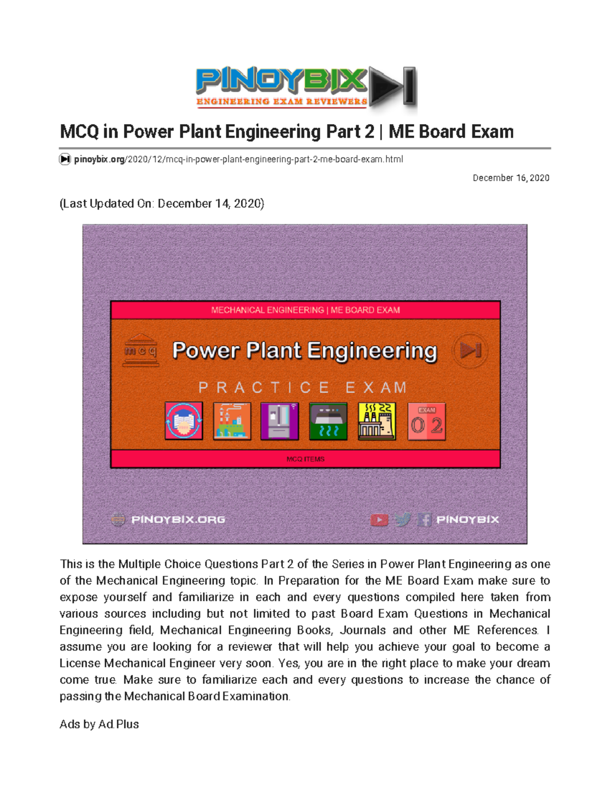 521957702 MCQ Power Plant Engg 2 | ME Board Exam Review Guide - Studocu