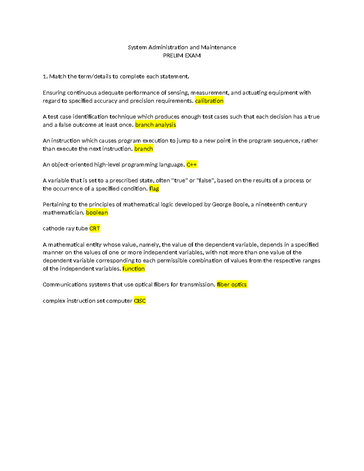 System Administration and Maintenance Mary Rose G. Mojello Prelim Exam ...