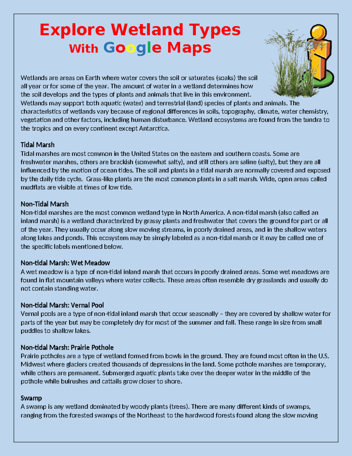 Exploring Types of Wetlands: Non-Tidal and Tidal Marshes - Explore ...