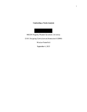 OIM2 TASK 3 Evaluating Curriculum Alignment Revision 2 - Evaluating Curriculum Alignment MSCIN ...