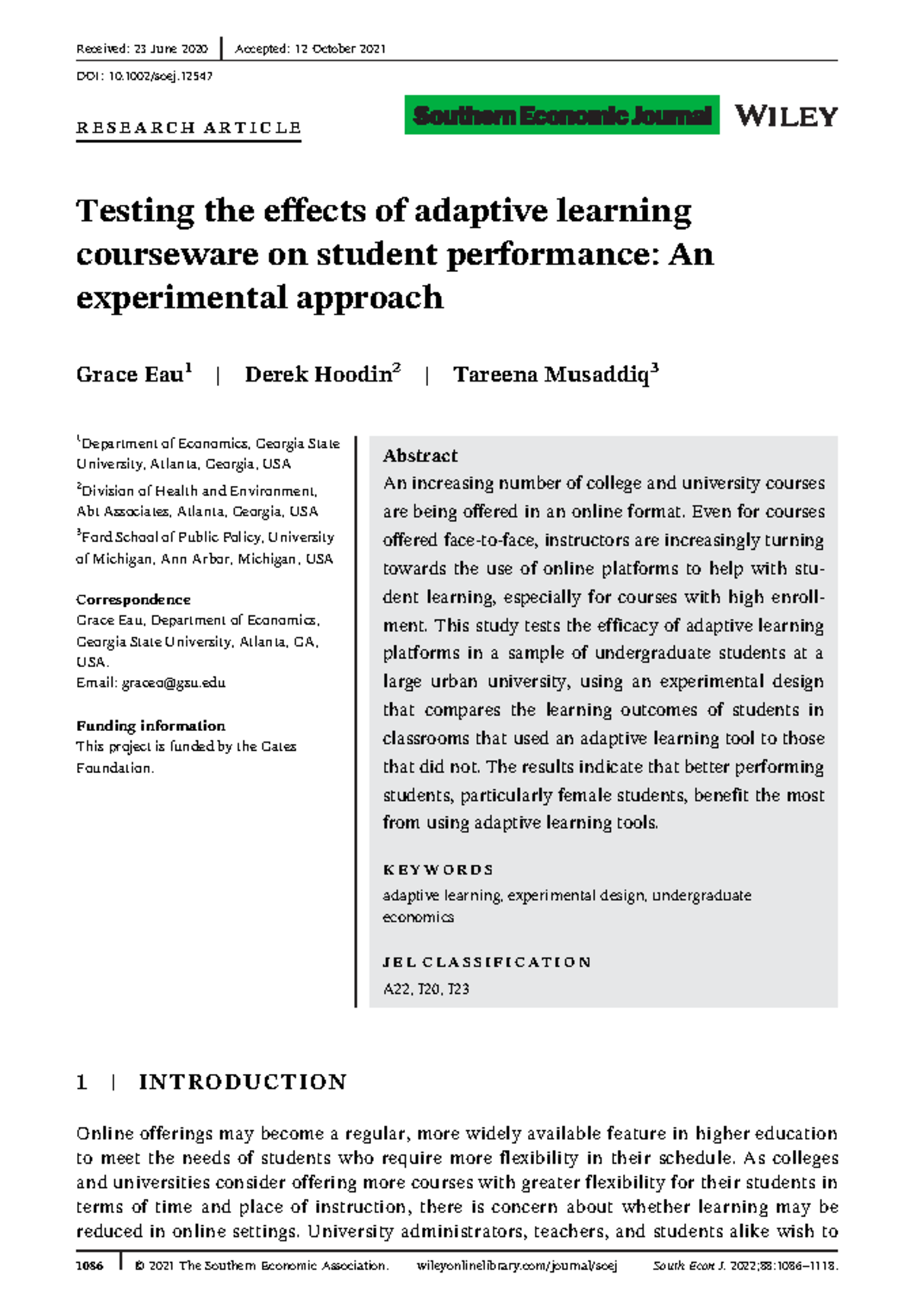 Soej12547 - Thesis: Impact of Adaptive Learning Courseware on Student ...