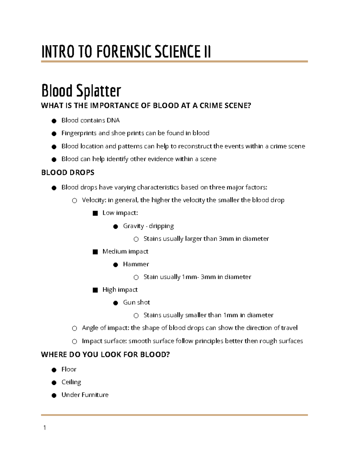 Forensic Science II: Blood Spatter Analysis and Patterns Explained ...