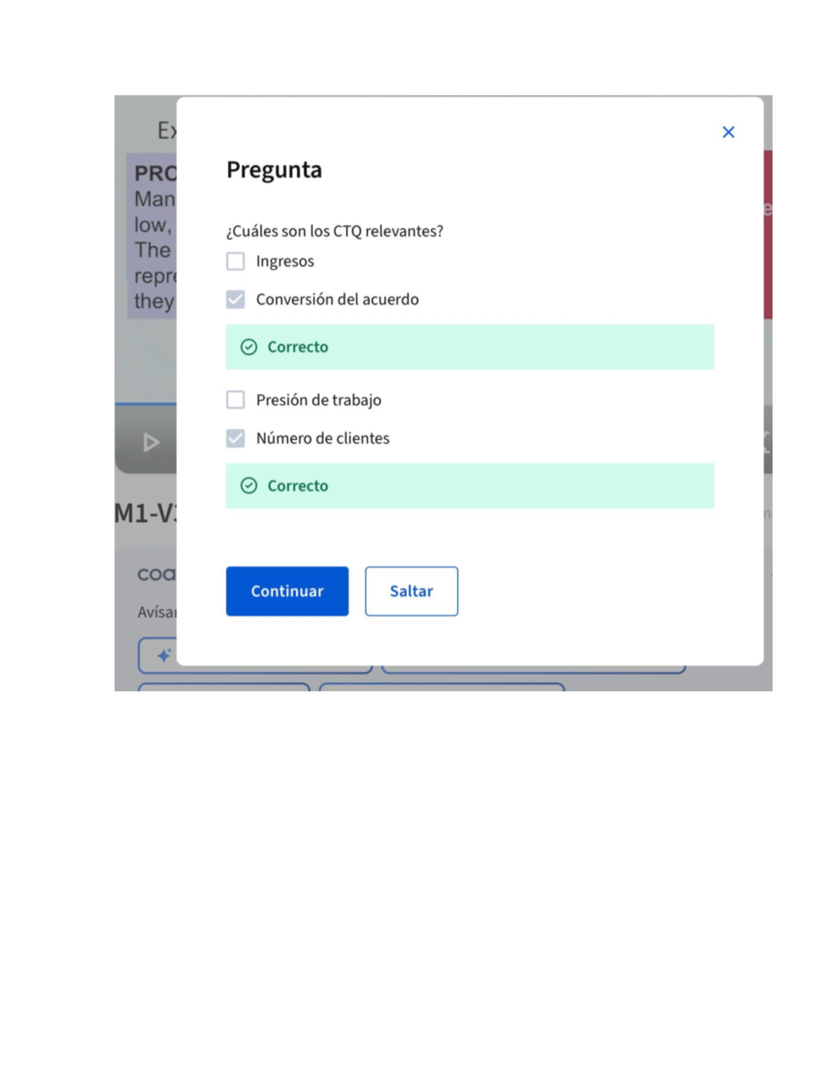 M1-V3 Seleccionando CTQS respuesta pregunta - Ingeniería de Calidad Avanzada - X PRO Pregunta ...
