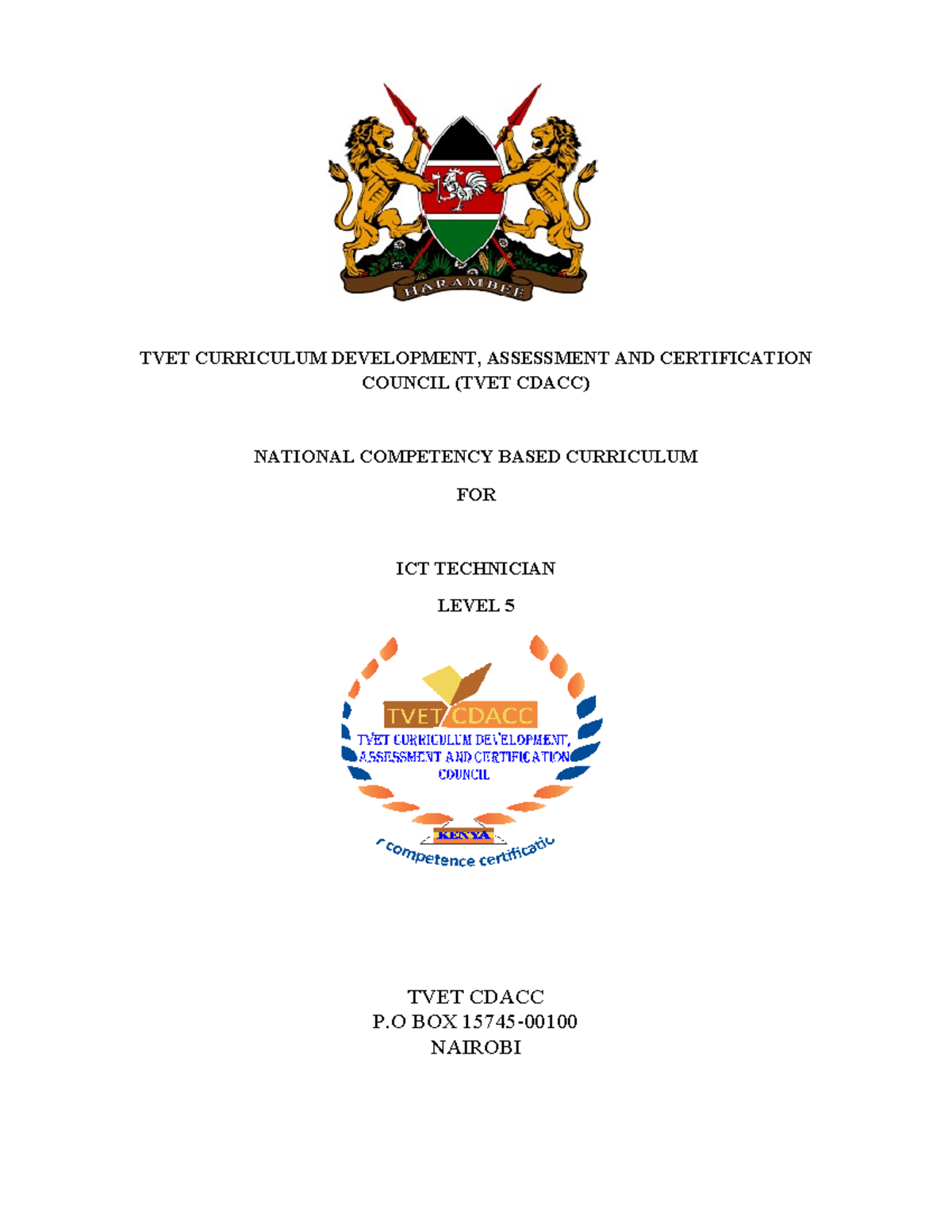 TVET CDACC National Competency-Based Curriculum for ICT Technician ...