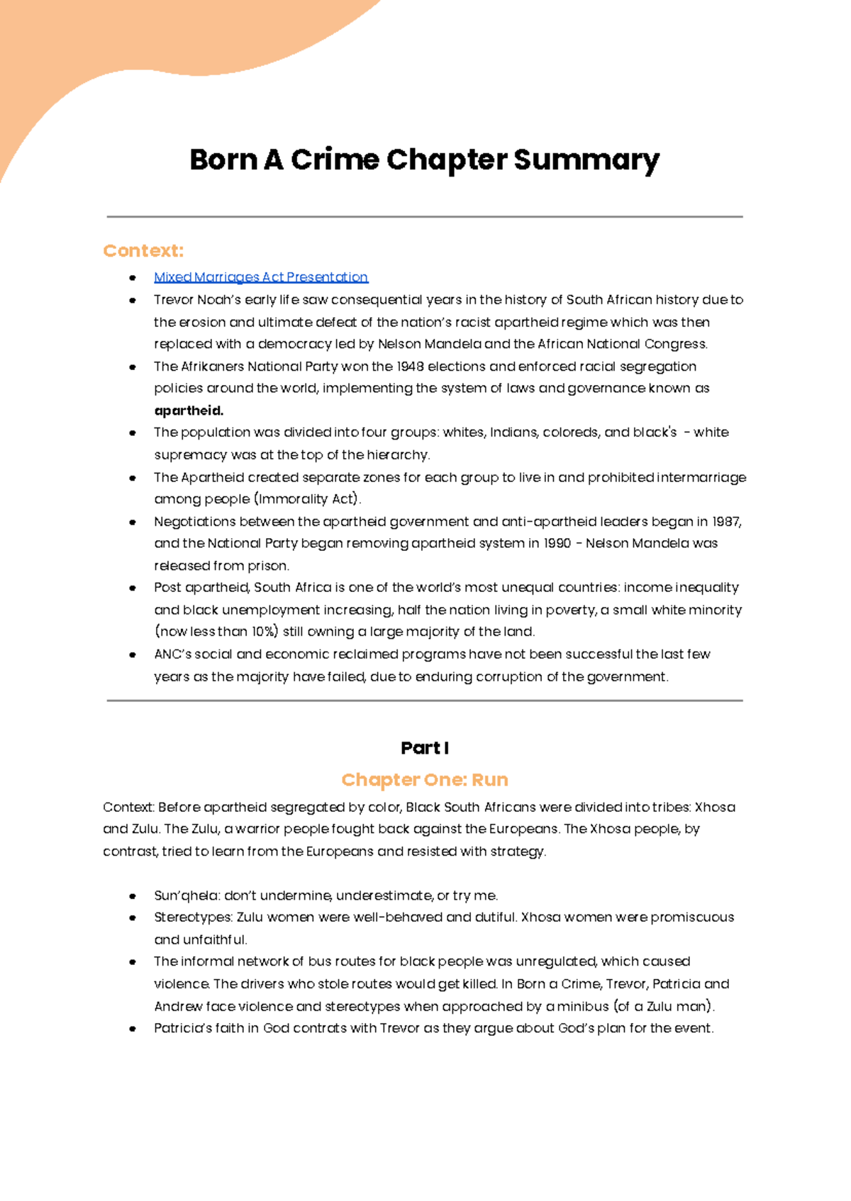 Born a crime summary - ..... - Born A Crime Chapter Summary Context ...