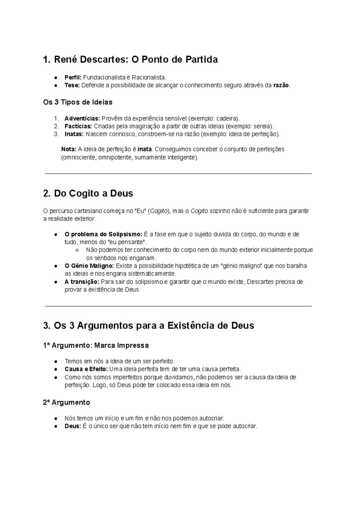 Fil 101 - Resumo sobre René Descartes: Fundamentos e Críticas - Studocu