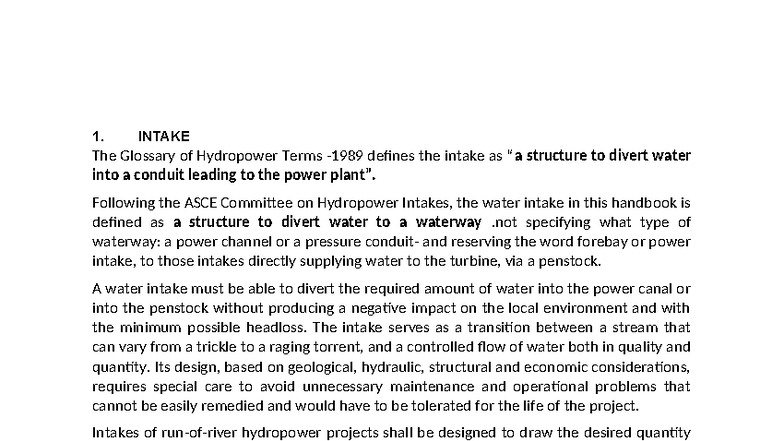 4 Design Intake - GCGH Hydropower Intake Structures and Considerations ...