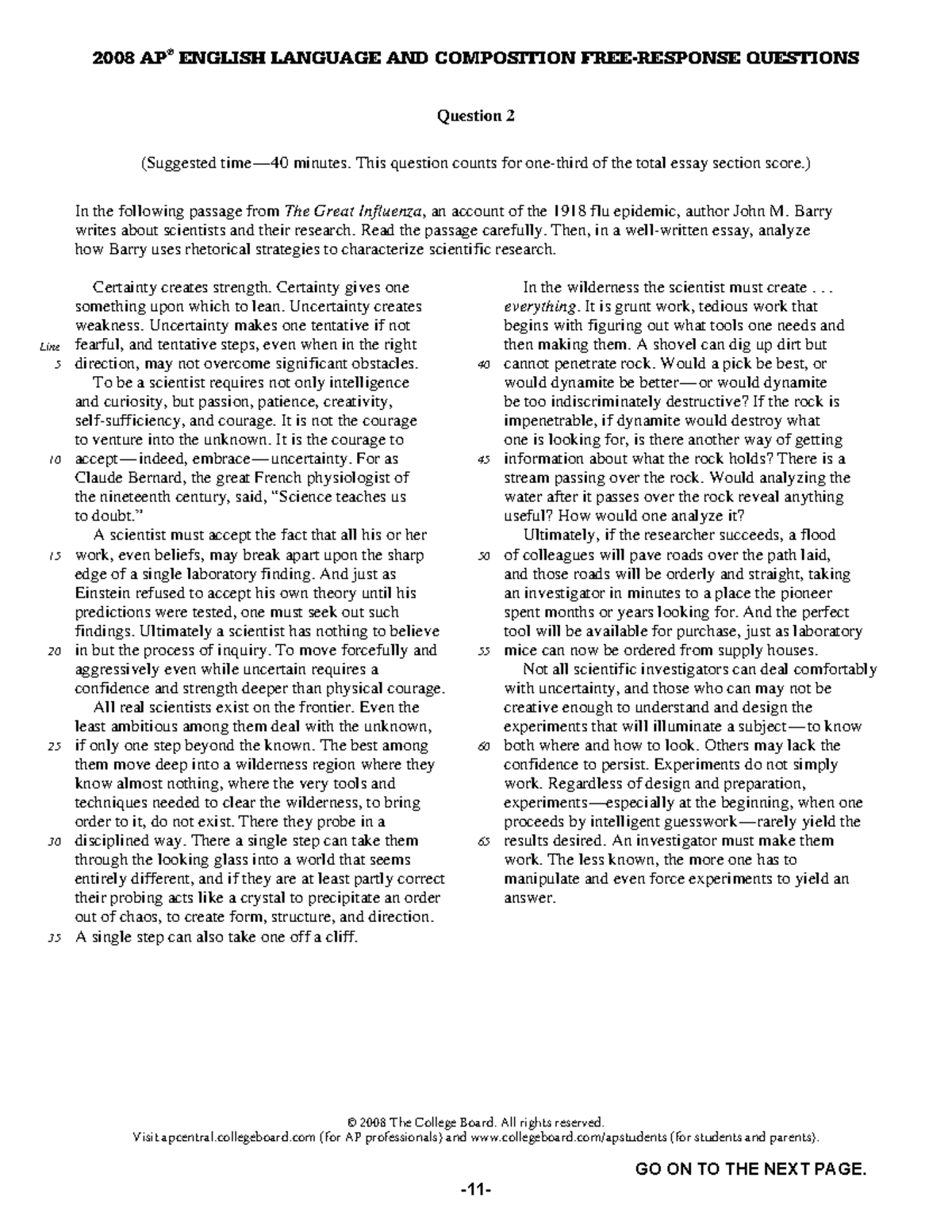 AP08 English Language Free-Response Questions Analysis - Studocu