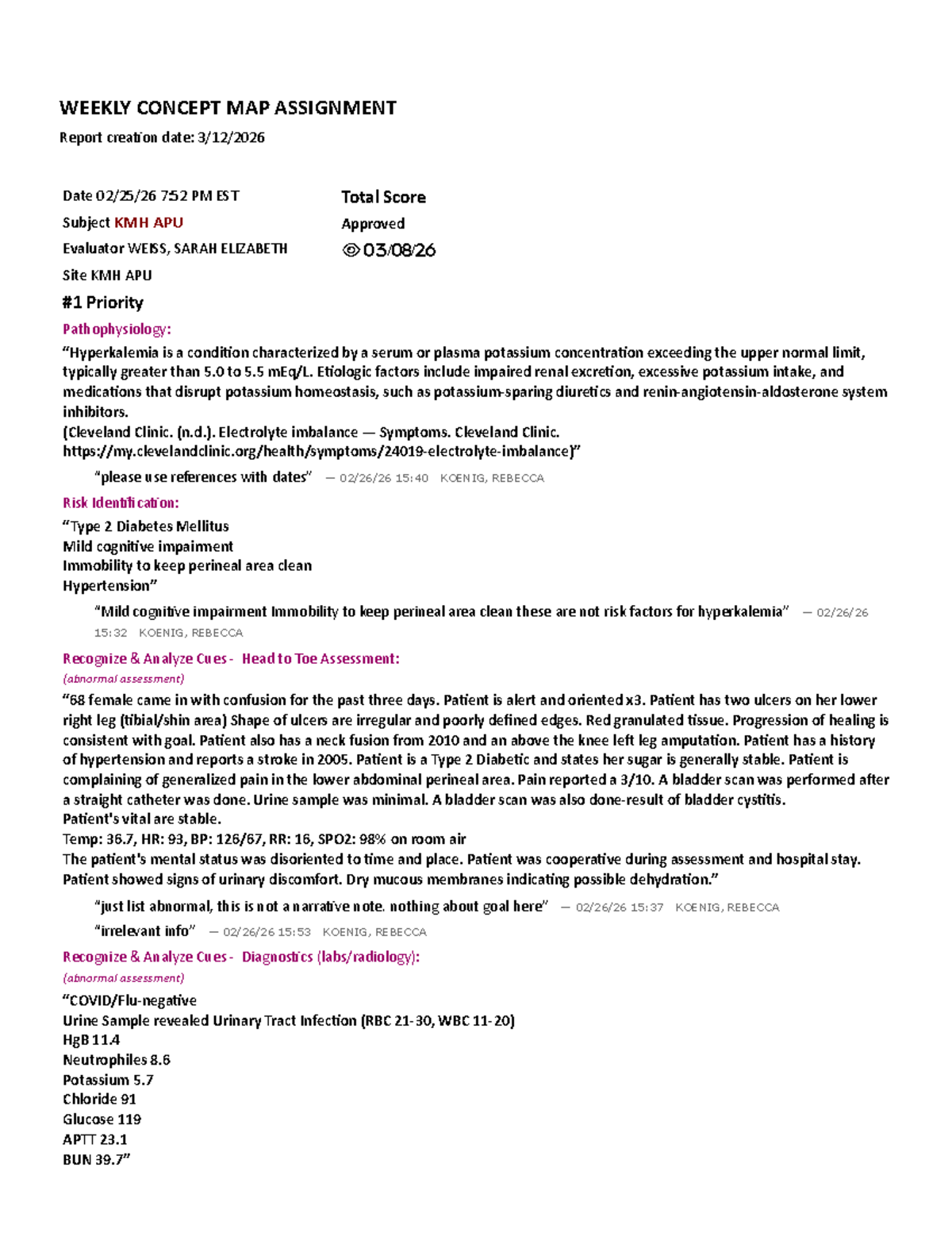 KMH APU Weekly Concept Map Assignment: Pathophysiology Insights - Studocu