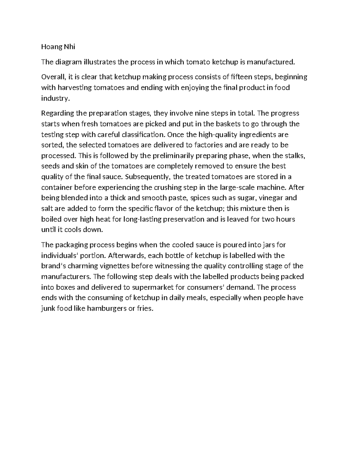 IELTS Writing Task 1: Tomato Ketchup Manufacturing Process - Studocu