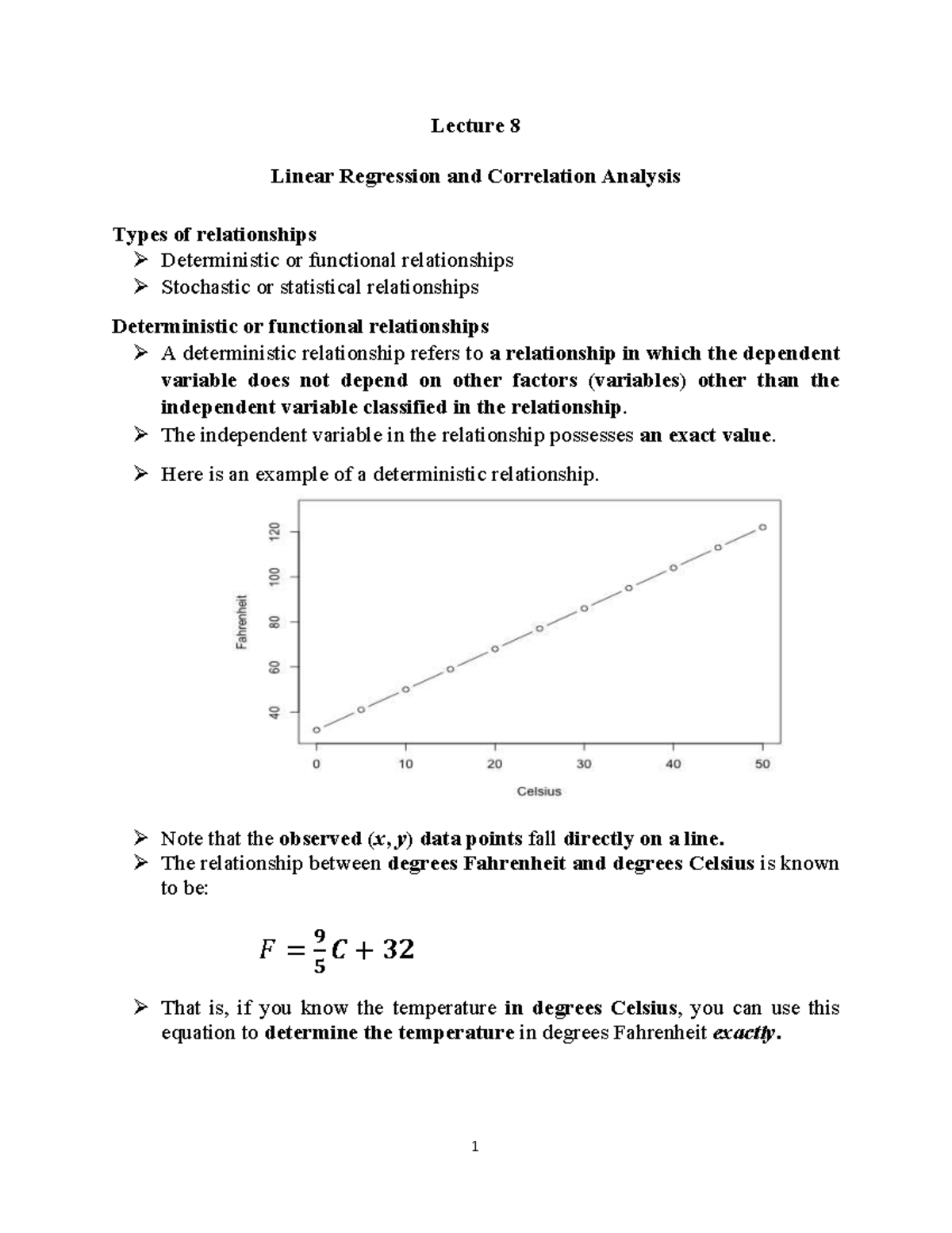 Lecture 8: Simple Linear Regression & Correlation Analysis - Studocu