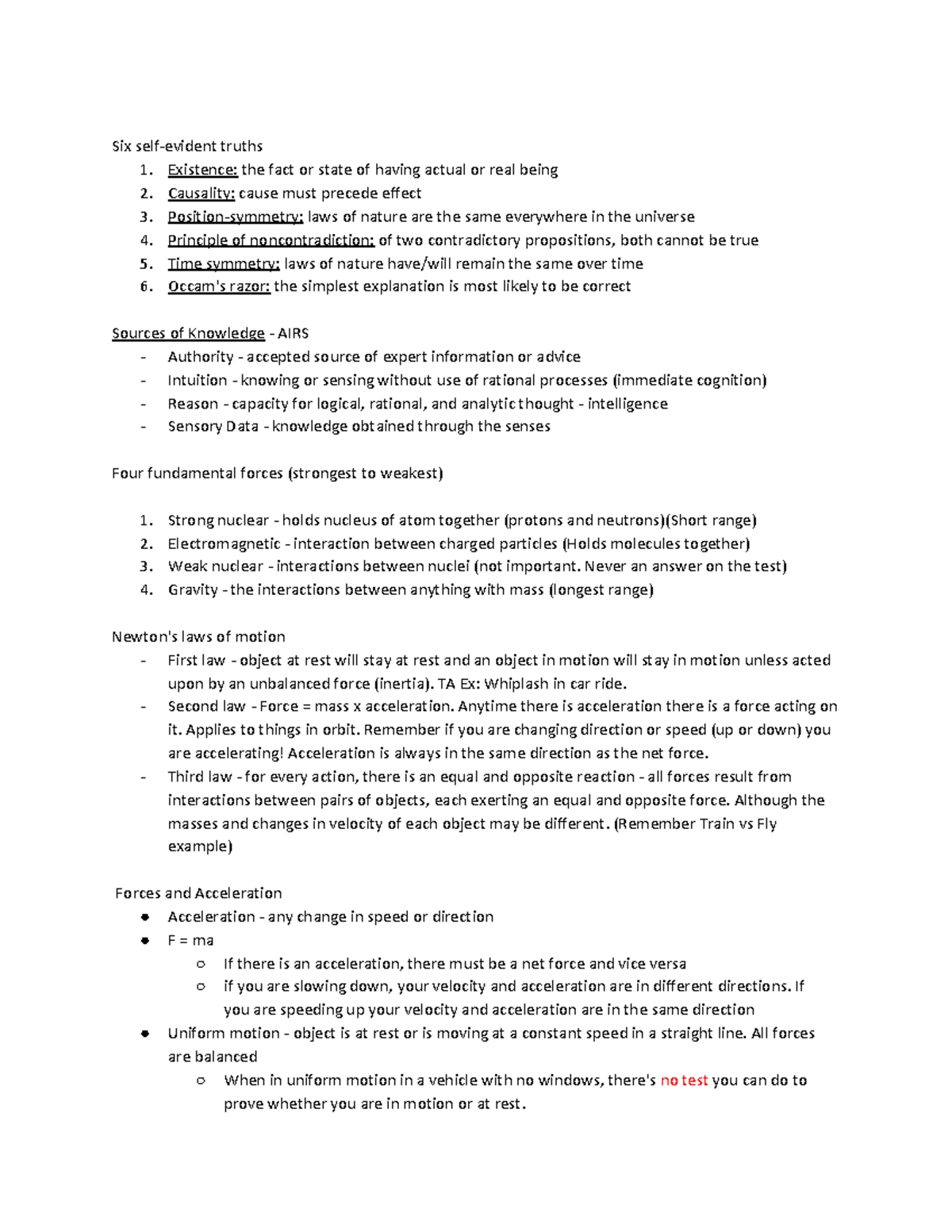 Physical Science Final Exam Review: Key Concepts and Forces - Studocu
