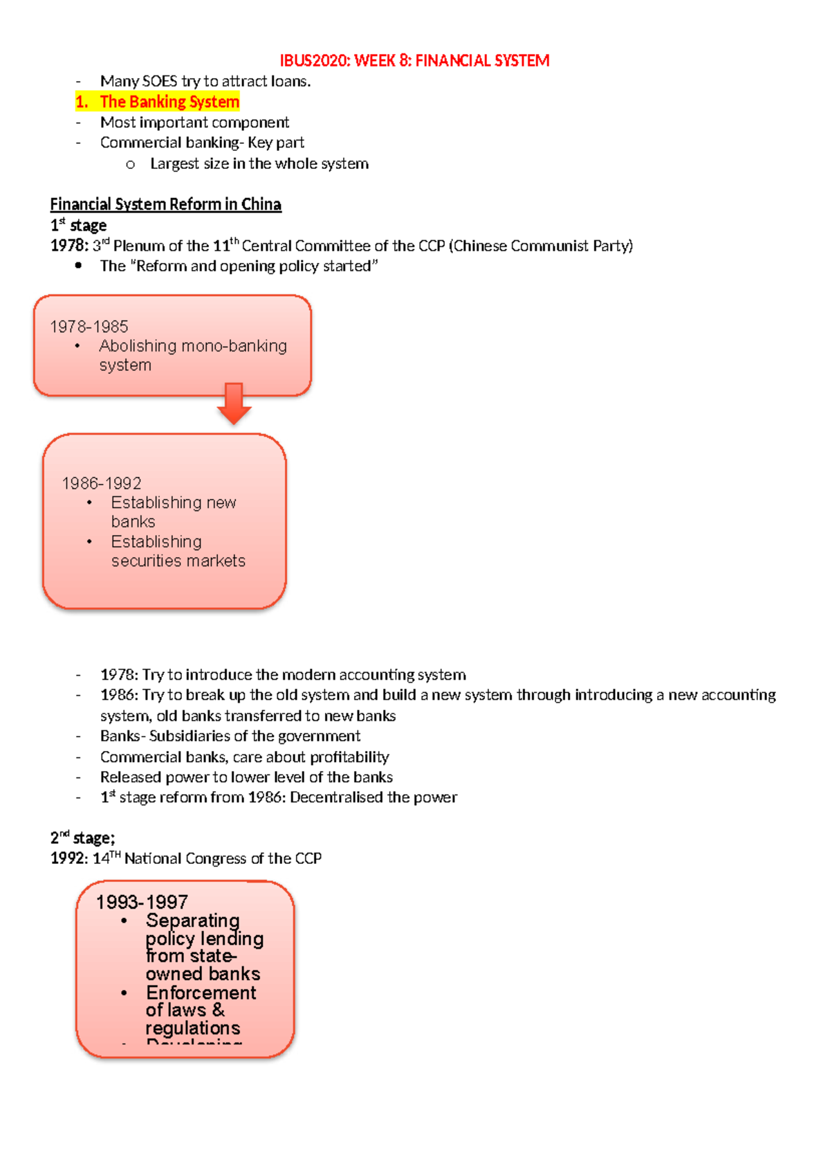 IBUS2020: WK 8 - Summary of China's Financial System Reforms - Studocu