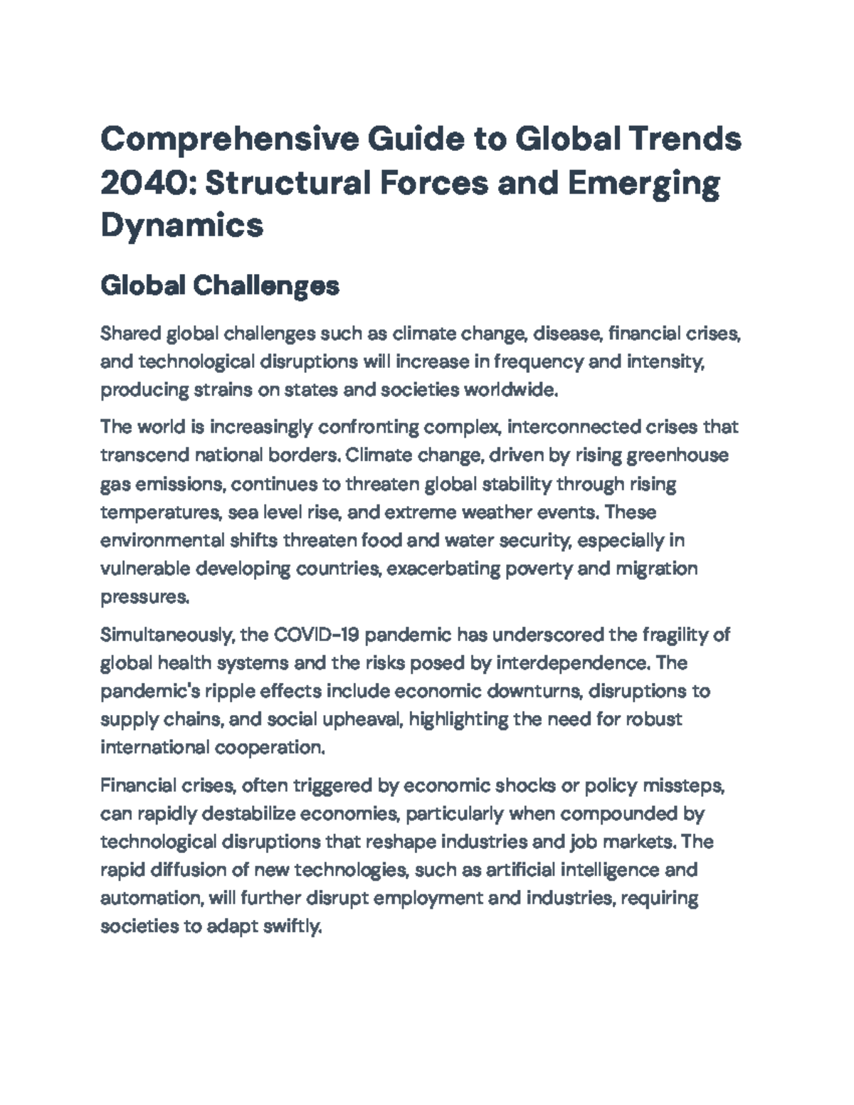 Comprehensive Guide to Global Trends 2040: Forces, Dynamics ...