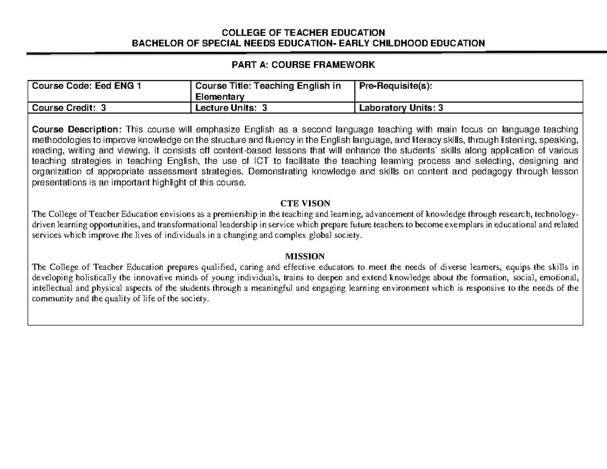 Module 1 TEACHING ENGLISH IN THE ELEMENTARY GRADES (LANGUAGE) - ELED ...