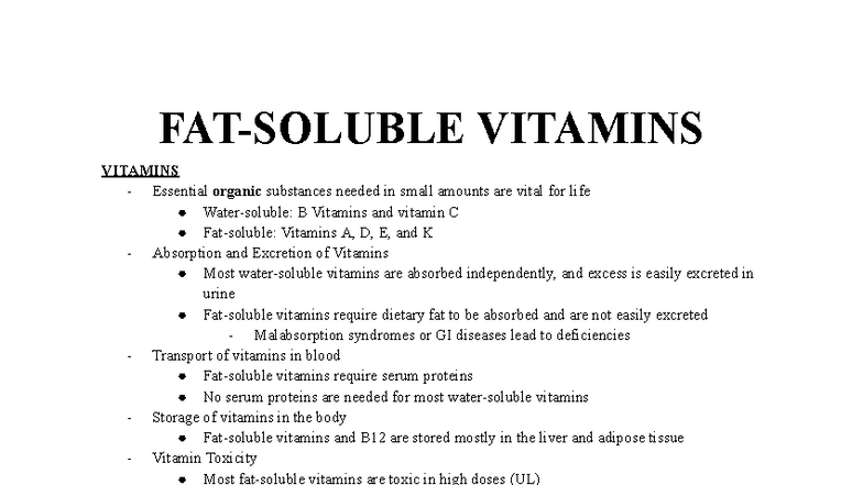 Human Nutrition: Overview of Fat-Soluble Vitamins A, D, E, K (NUTR 101 ...