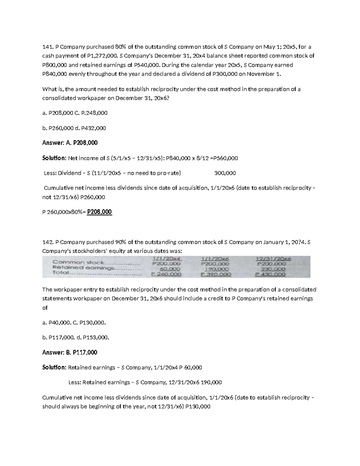 141-161: Consolidation Accounting Workpapers & Reciprocity Analysis ...