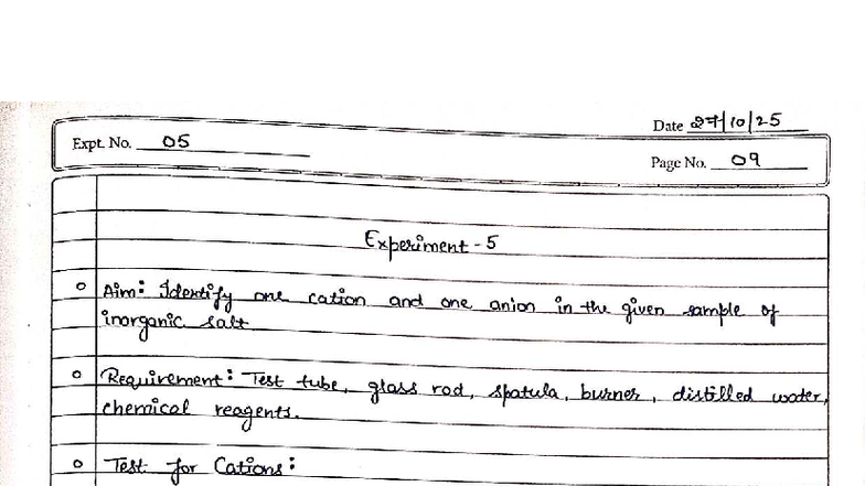 Chemistry Practical: Identifying Cations and Anions in Inorganic Salts ...
