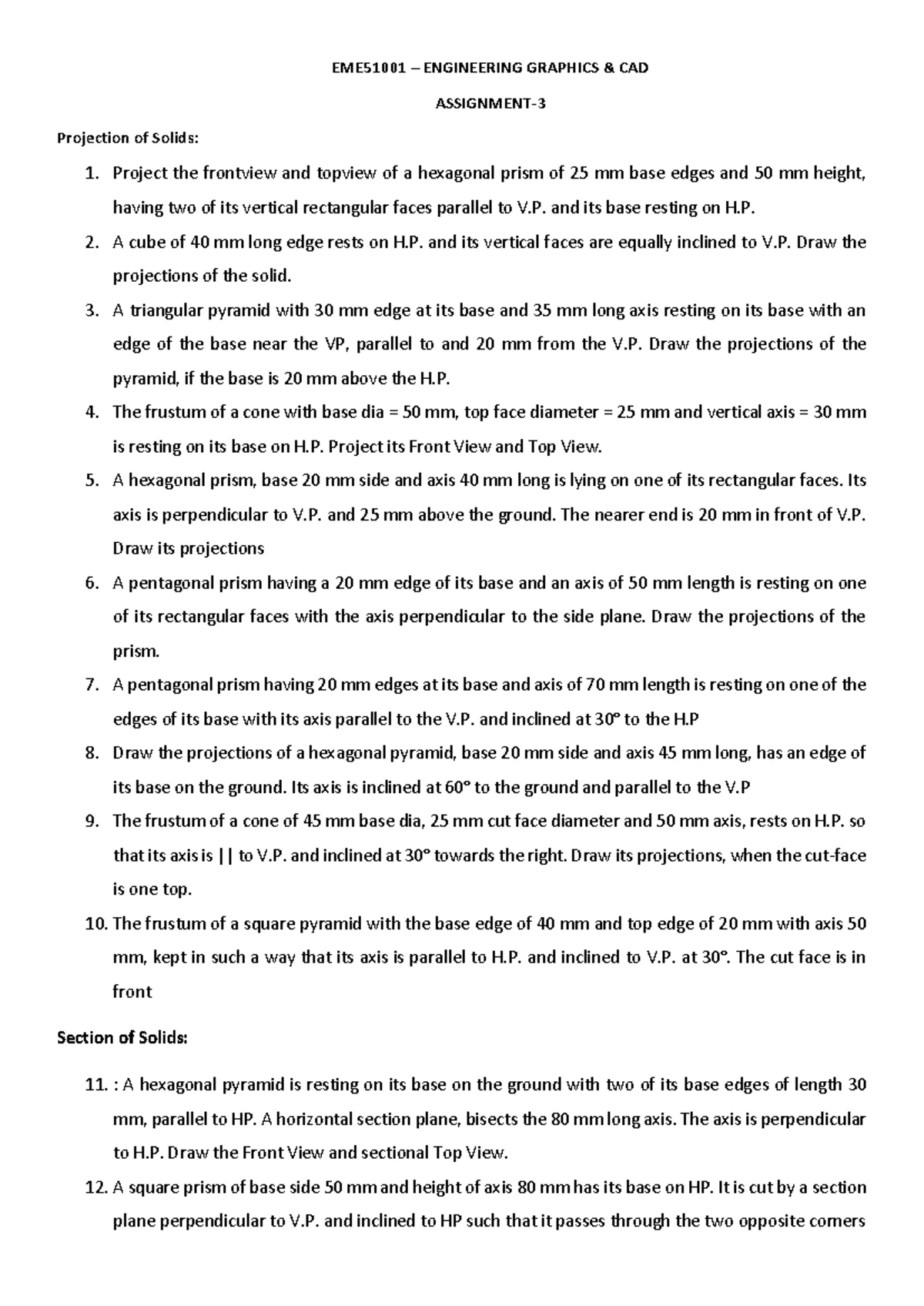 Assignment 1 Projection of lines - Assignment: 3 - Projection of lines ...