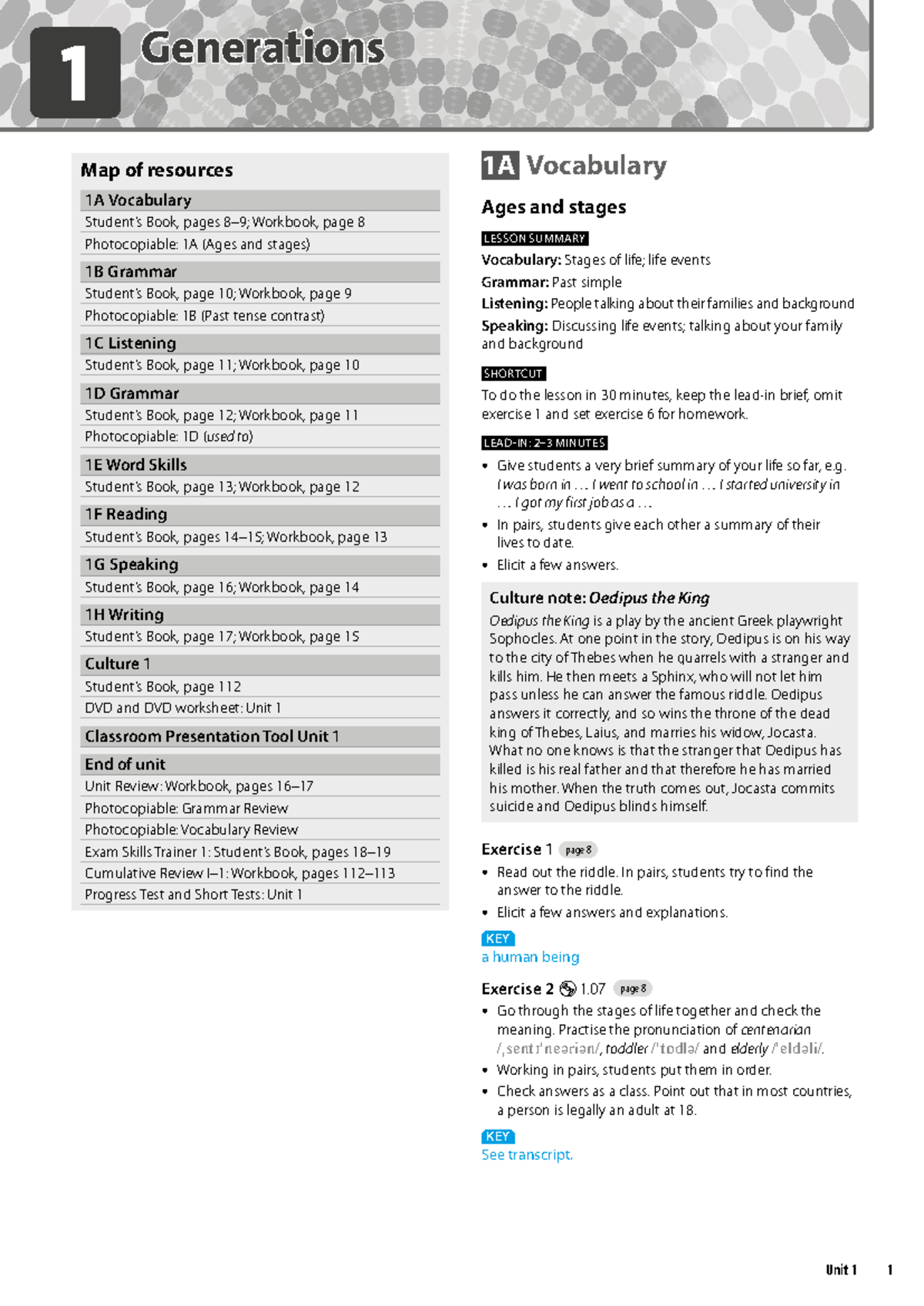 Unit 1 - Teachers Guide: Vocabulary, Grammar, and Skills Activities ...
