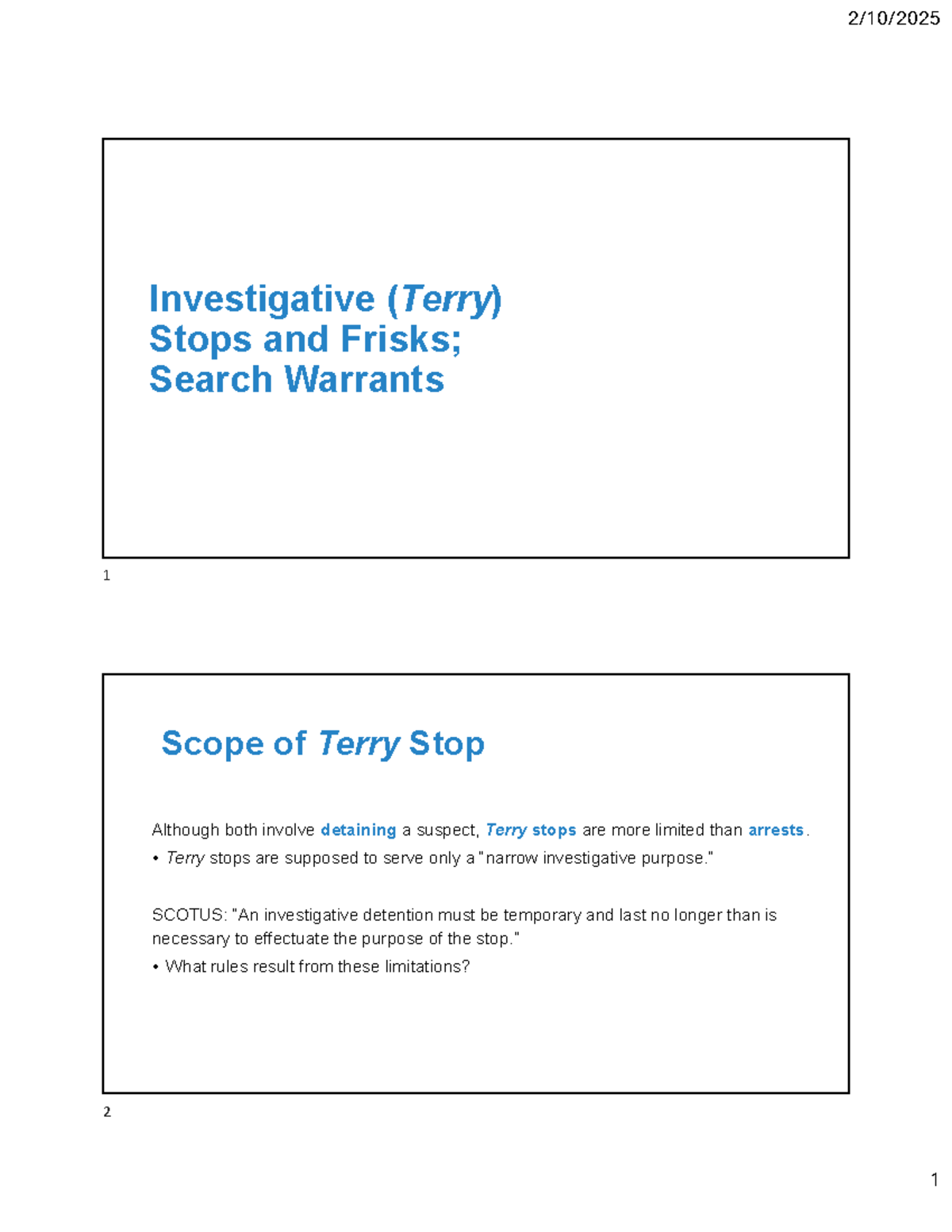 Terry Stops, Frisks, and Search Warrants: Legal Guidelines and Case Law ...