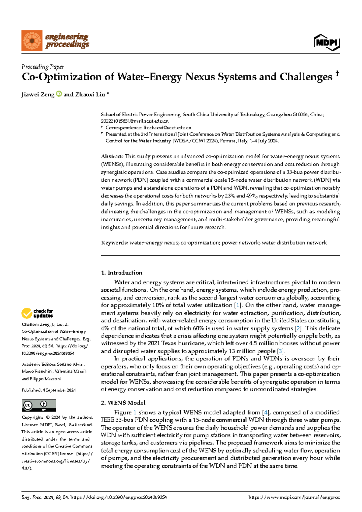 WEIN 2024: Co-Optimization of Water-Energy Nexus Systems and Challenges ...