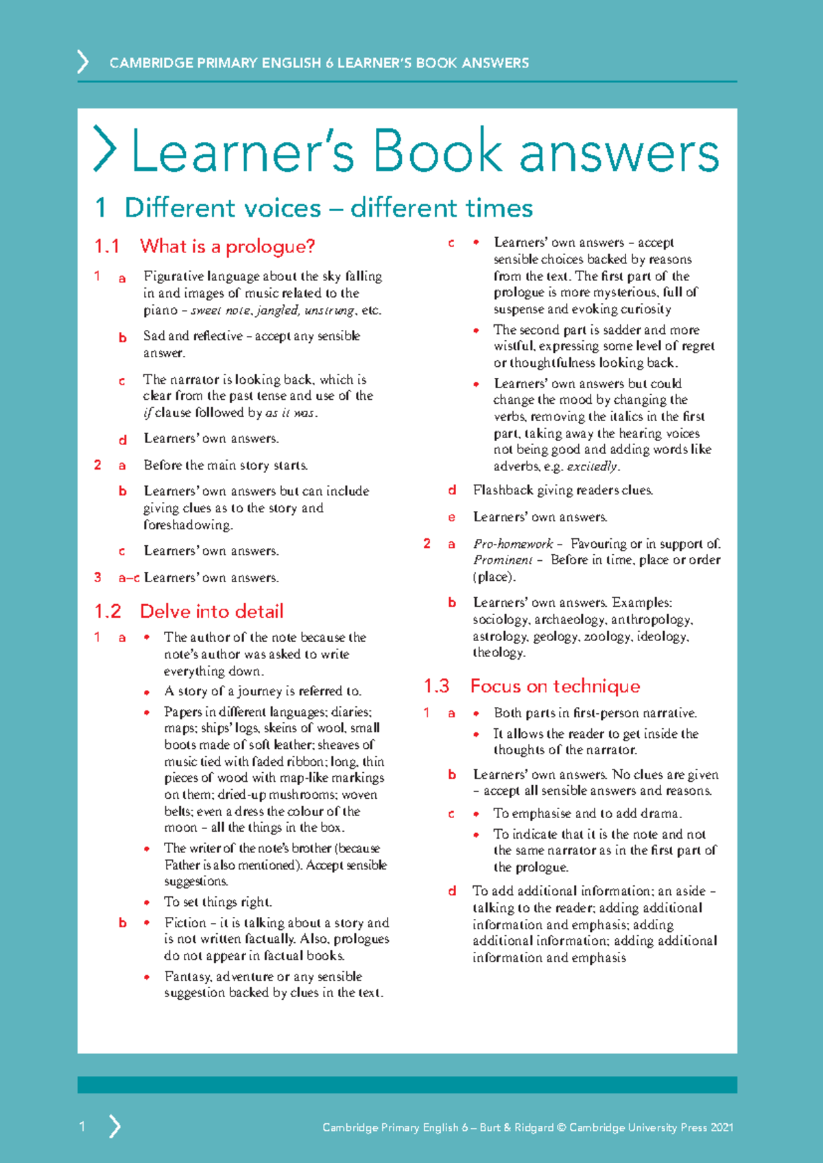 English Book 6: Learner Book Answer Key and Exam Notes - Studocu