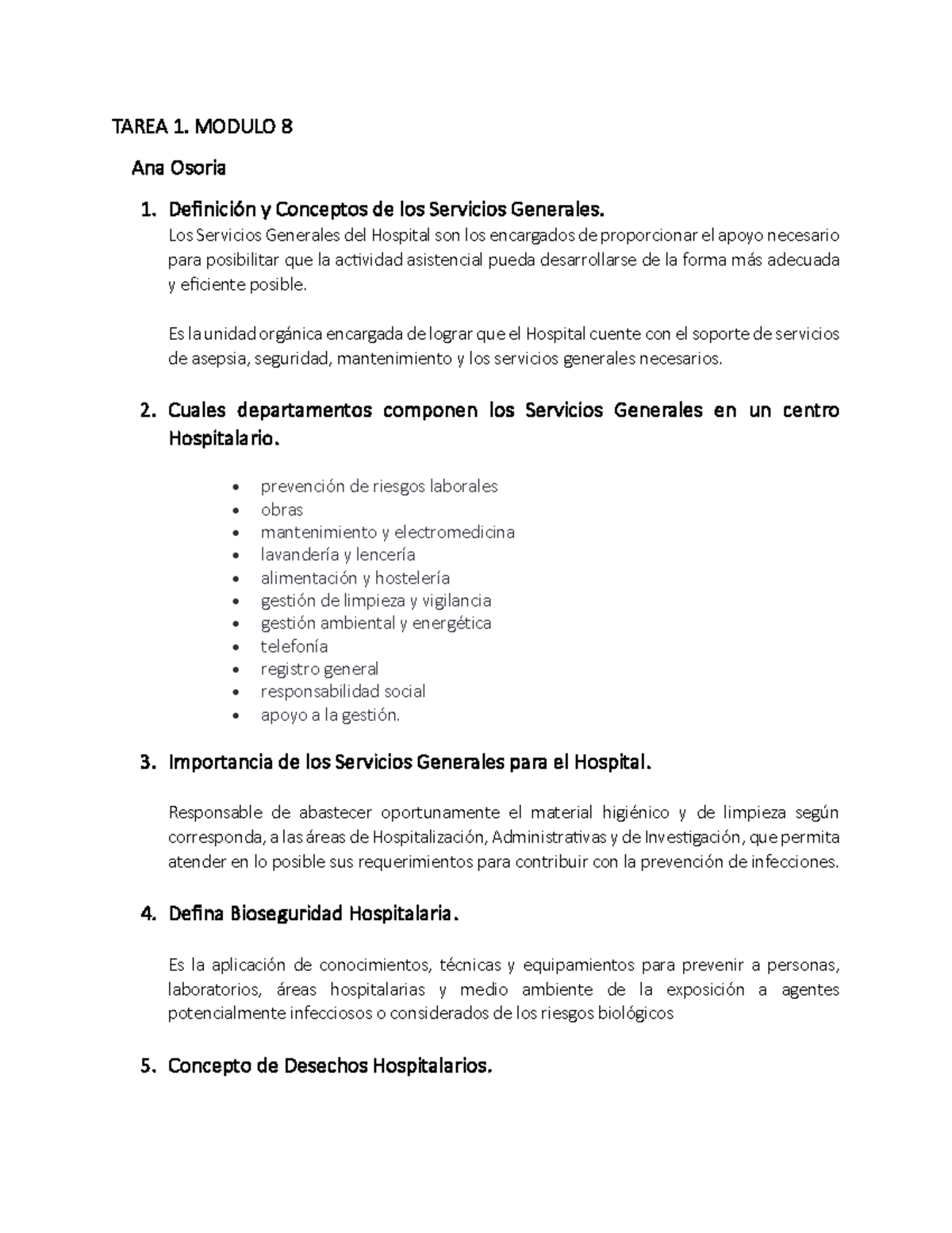 TAREA 1: Servicios Generales y Bioseguridad en Hospitales - Módulo 8 ...