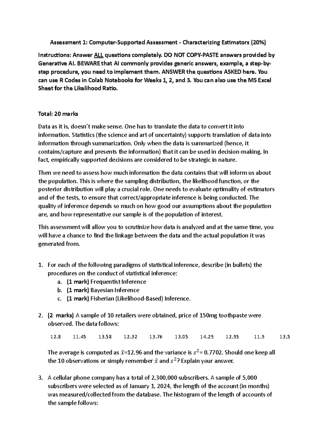 Sem 1 2025 Assessment 1: Computer-Supported Estimators Analysis (20% ...