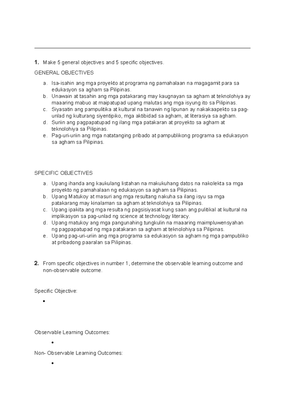 Teach App - Assignment - 1. Make 5 general objectives and 5 specific ...