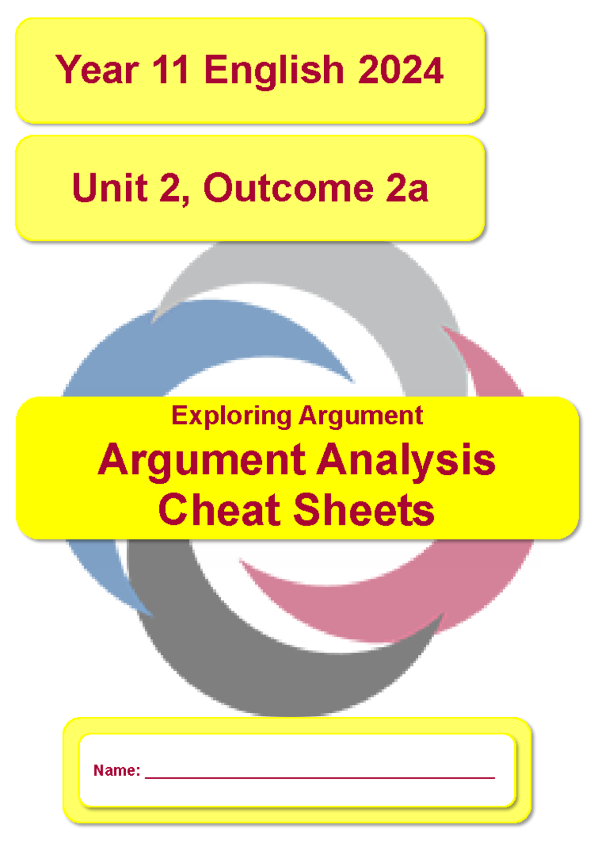 Year 11 English 2024 Unit 2 Argument Analysis Cheat Sheet - Studocu