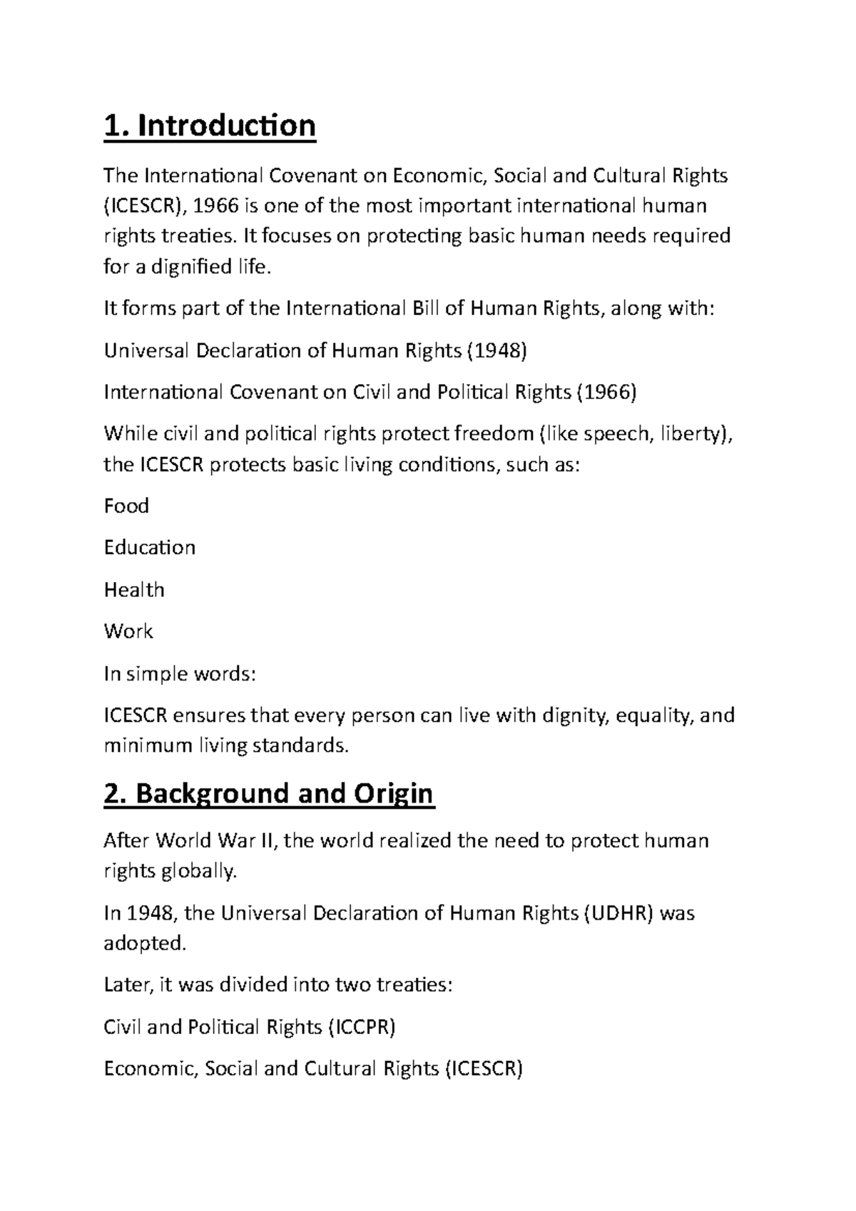 ICESCR - Overview of Economic, Social, and Cultural Rights - Studocu