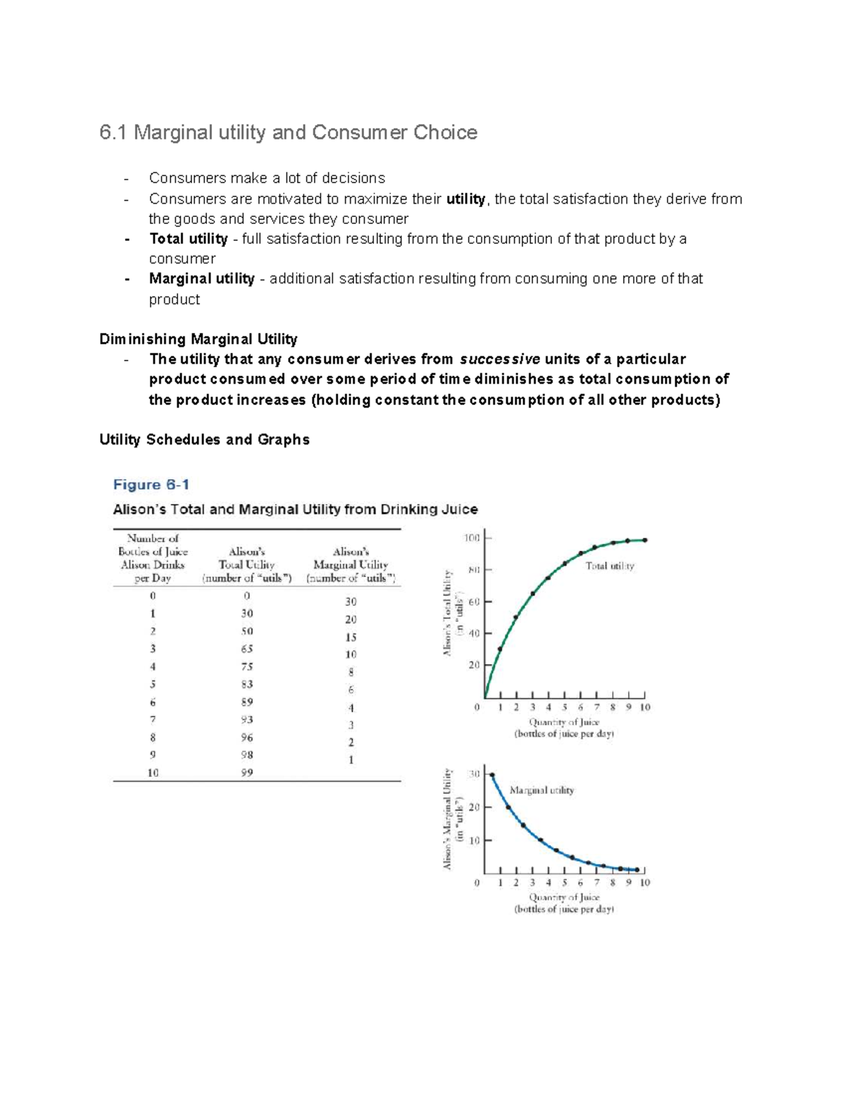 Chapter 6 Notes: Marginal Utility & Consumer Choice Analysis - Studocu