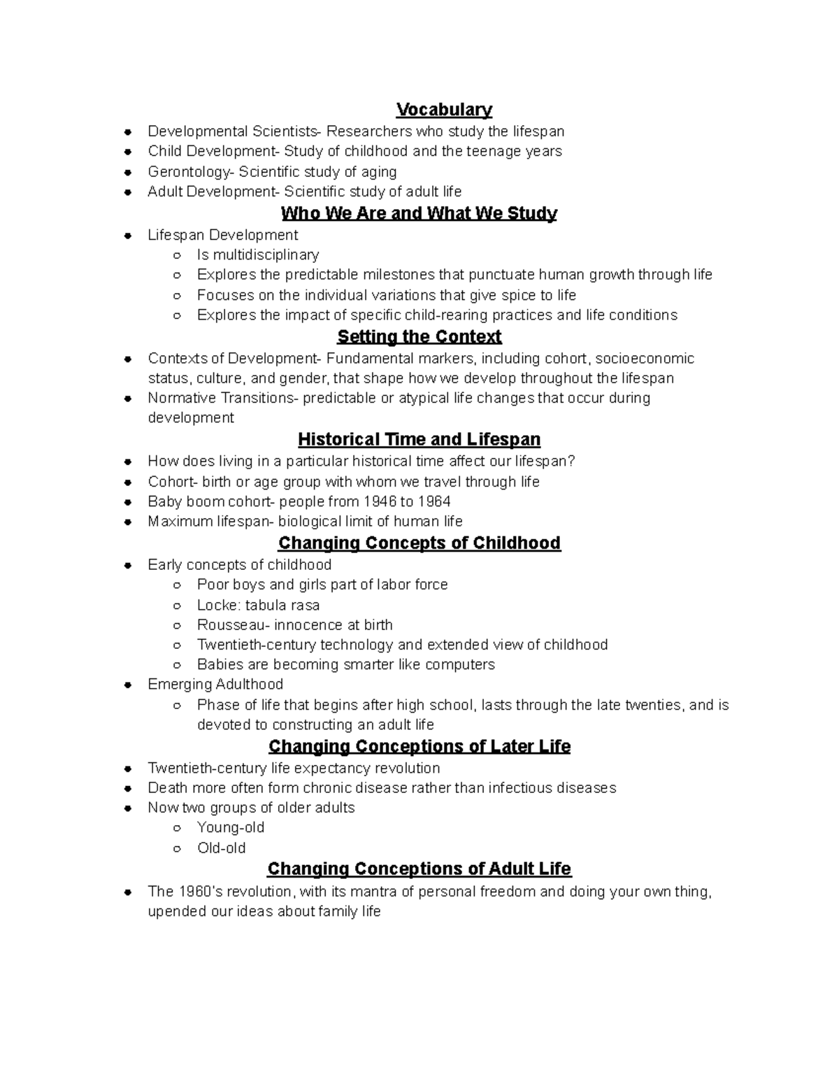 Chapter One Psychology Notes - Vocabulary Developmental Scientists ...
