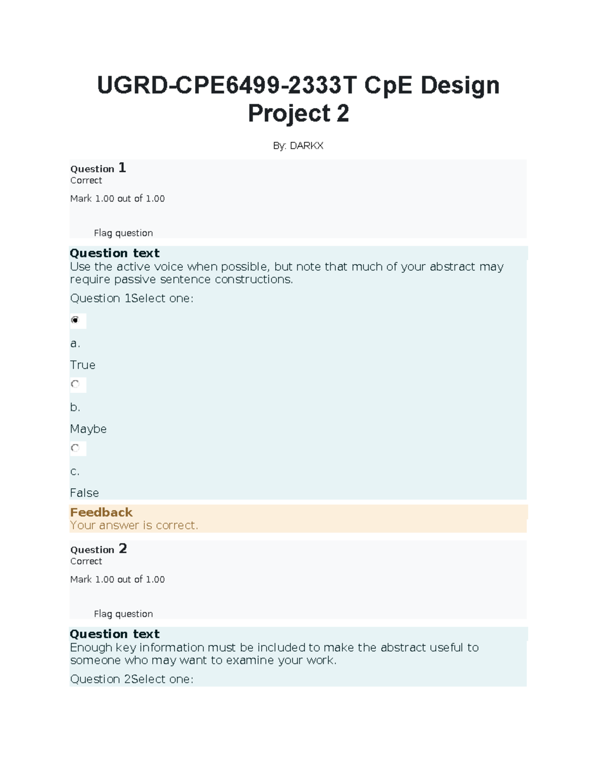 UGRD-CPE6499-2333T CpE Design Project 2 Midterm Quiz Questions and Answers - Studocu