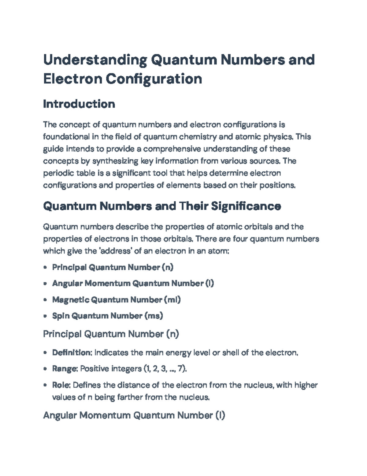 Understanding Quantum Numbers and Electron Configurations in Chemistry ...