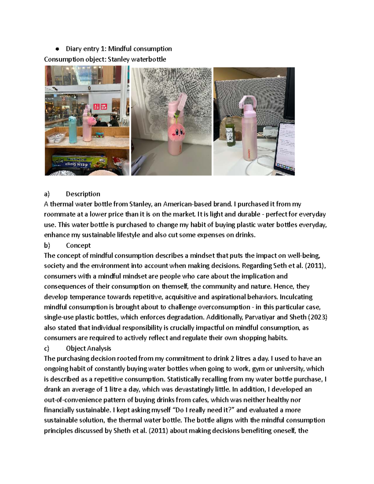 Consumption Diary: Mindful Choices & Market Segmentation Insights - Studocu