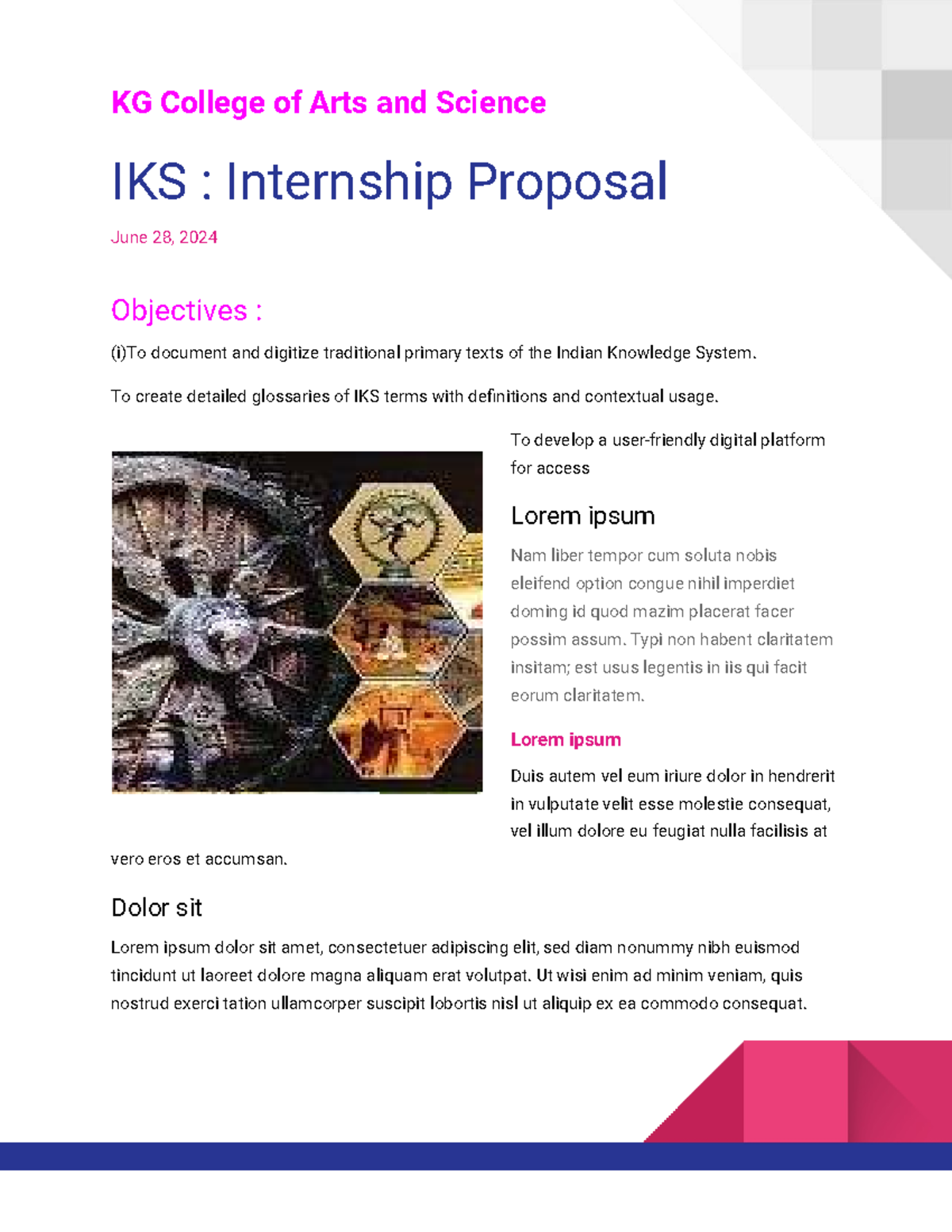 IKS 2024: Internship Proposal for Indian Knowledge System - Studocu