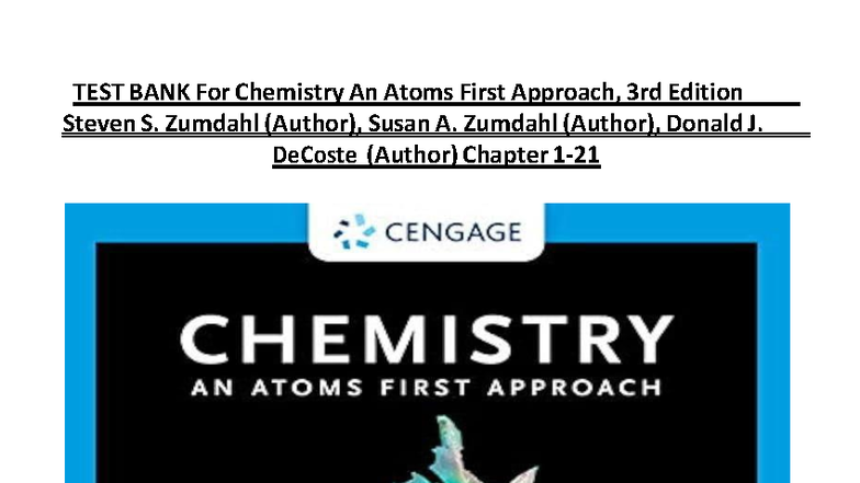 Test Bank for Chemistry: An Atoms First Approach (3rd Ed.) Chapters 1 ...