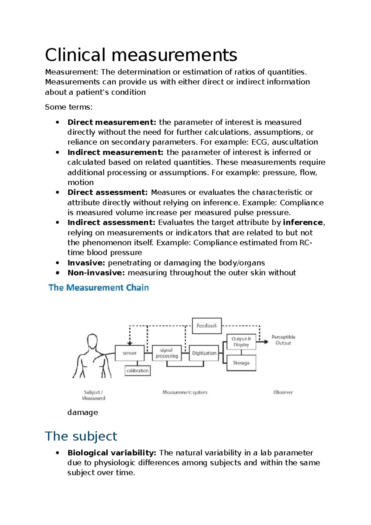 Clinical Measurements Summary: Key Concepts and Techniques - Studeersnel