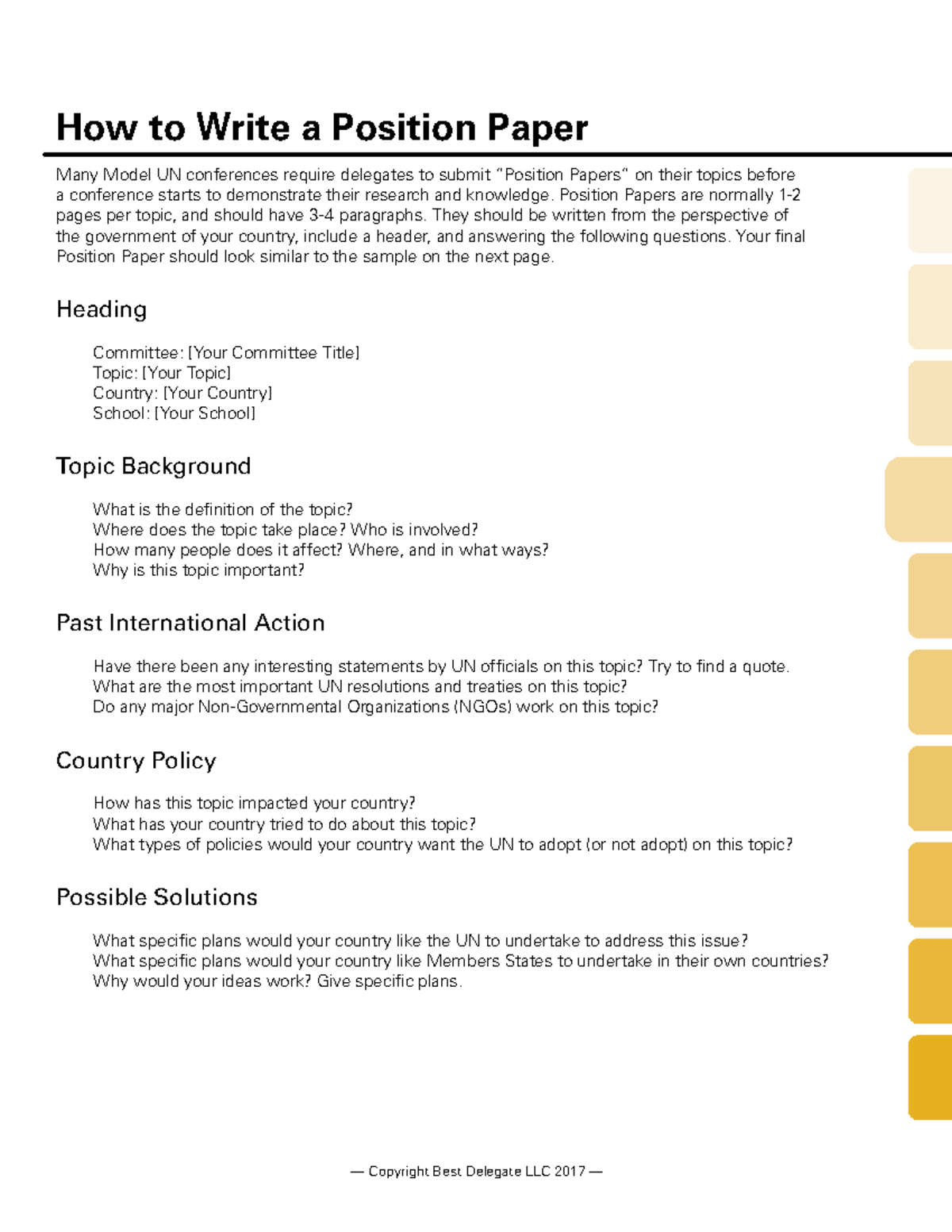 Position paper tutorial - — Copyright Best Delegate LLC 201 7 — How to ...