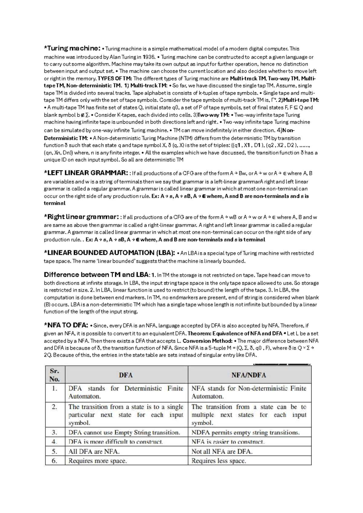 TCS 101: Turing Machines and Automata Theory Overview - Studocu